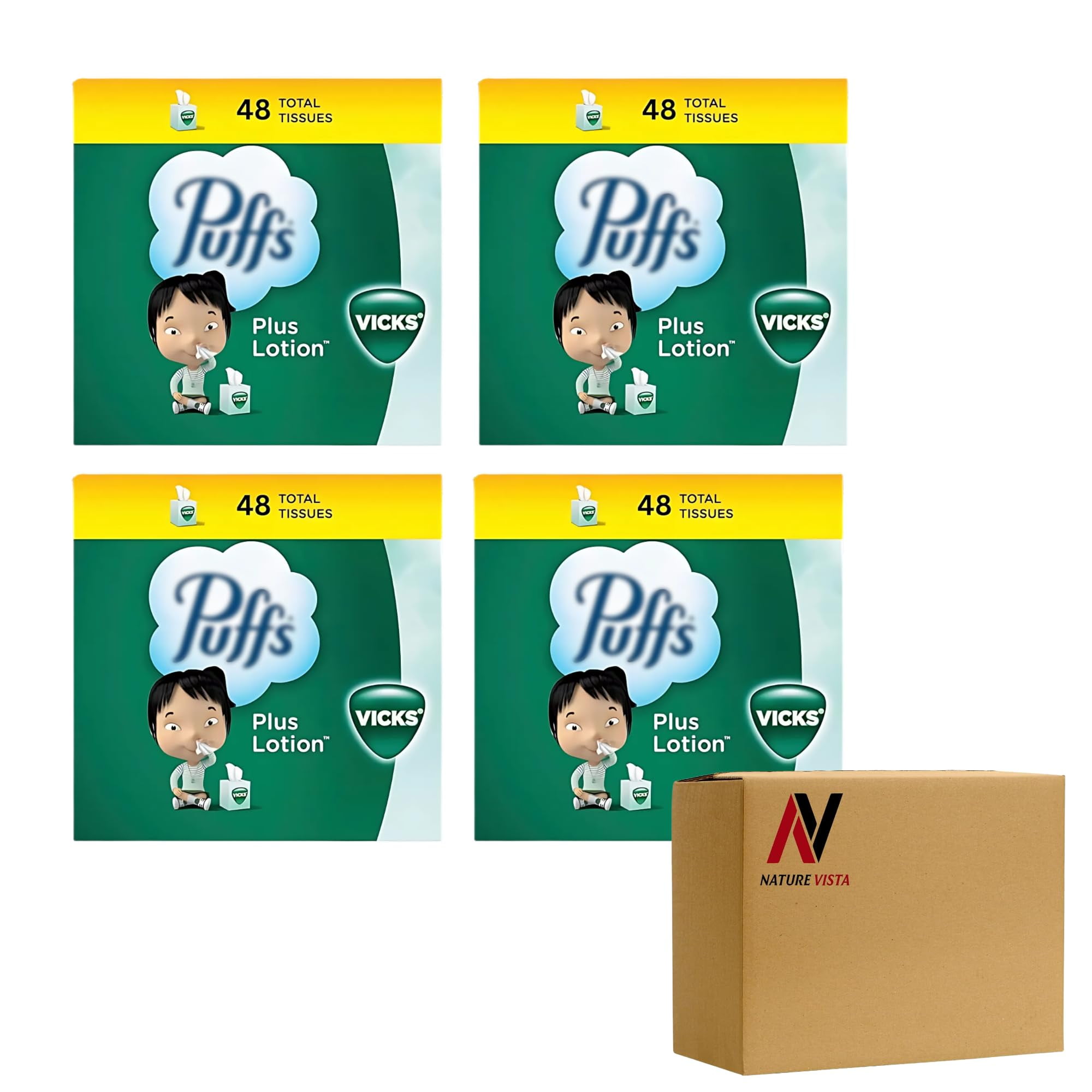 Puff Plus Lotion Vick TSF6 Facial Tissues 4 Cubes, 2-Ply (48 Tissues ...