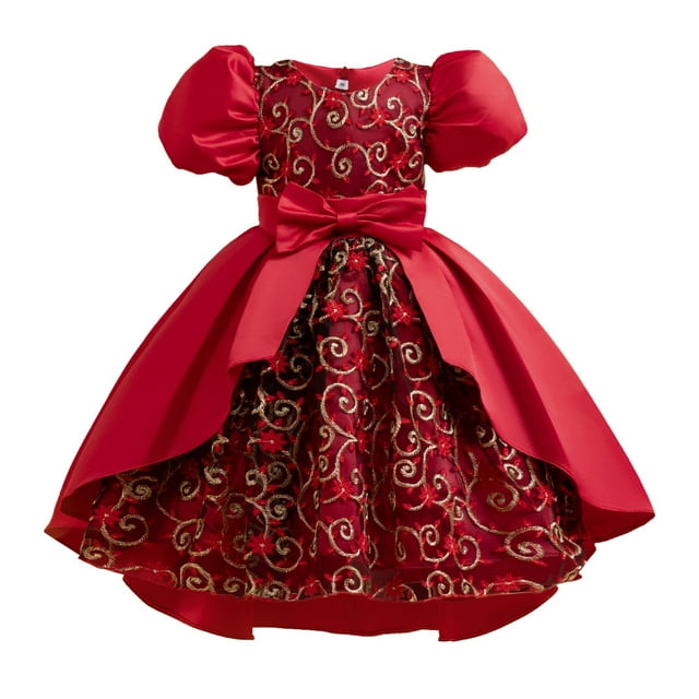 Puff Sleeve Princess Dresses for Little Girl Mesh Puffy Dress Cute Bow ...
