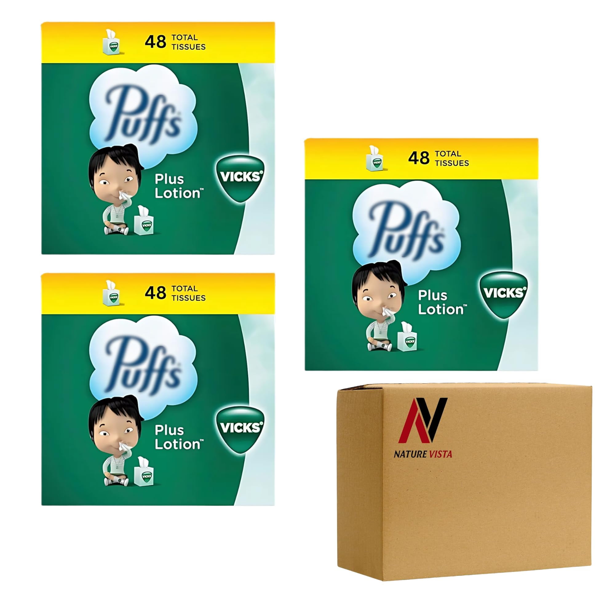 Puff_s Plus Lotion with TSF6 Vick Facial Tissues 3 Cubes (48 Tissues ...