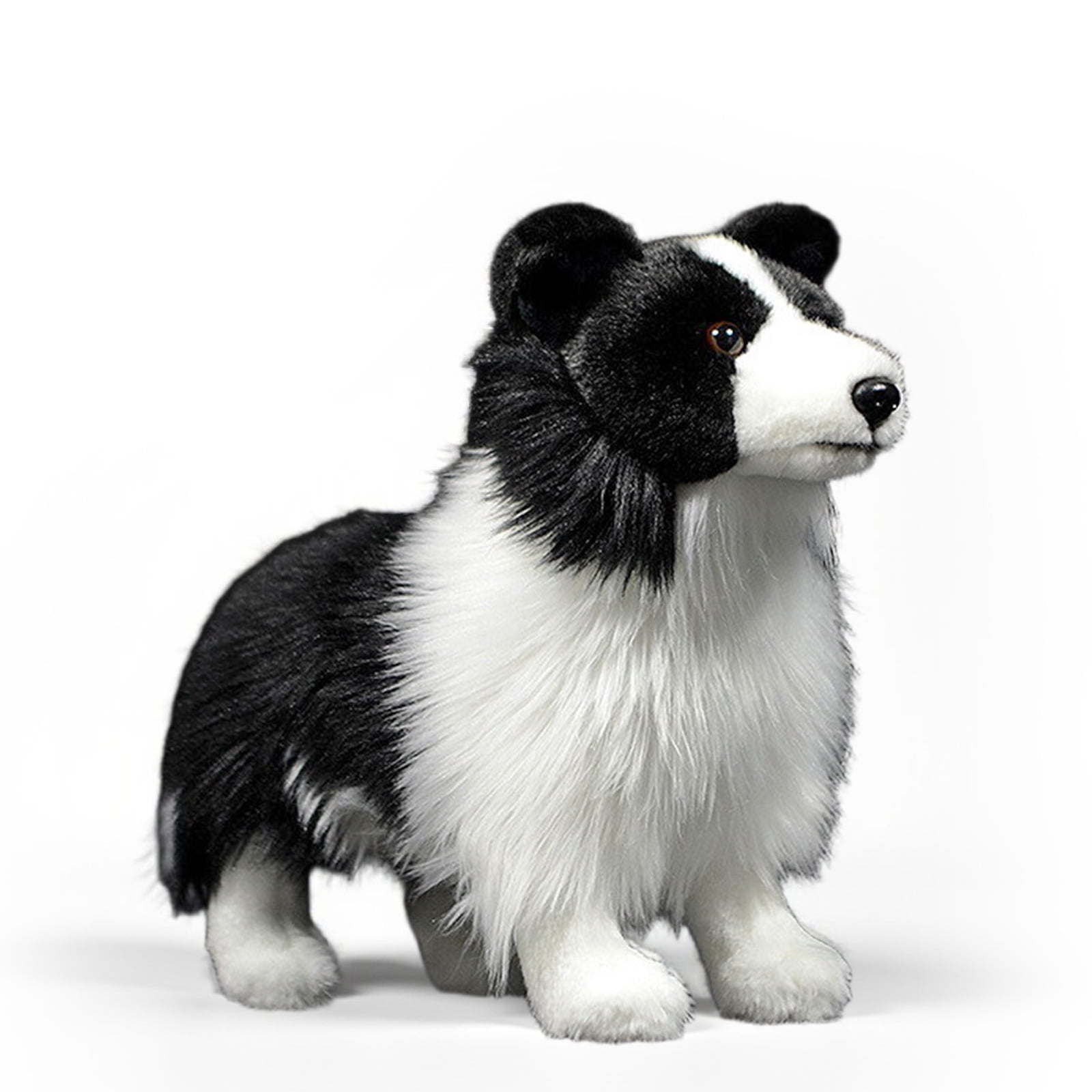 PuffPurrs Lifelike Border Collie Plush Toy, Realistic Black and White ...