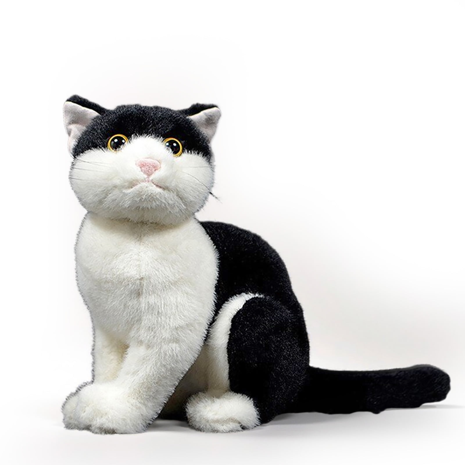 PuffPurrs Lifelike Tuxedo Cat Plush Toy, Realistic Black and white cat ...