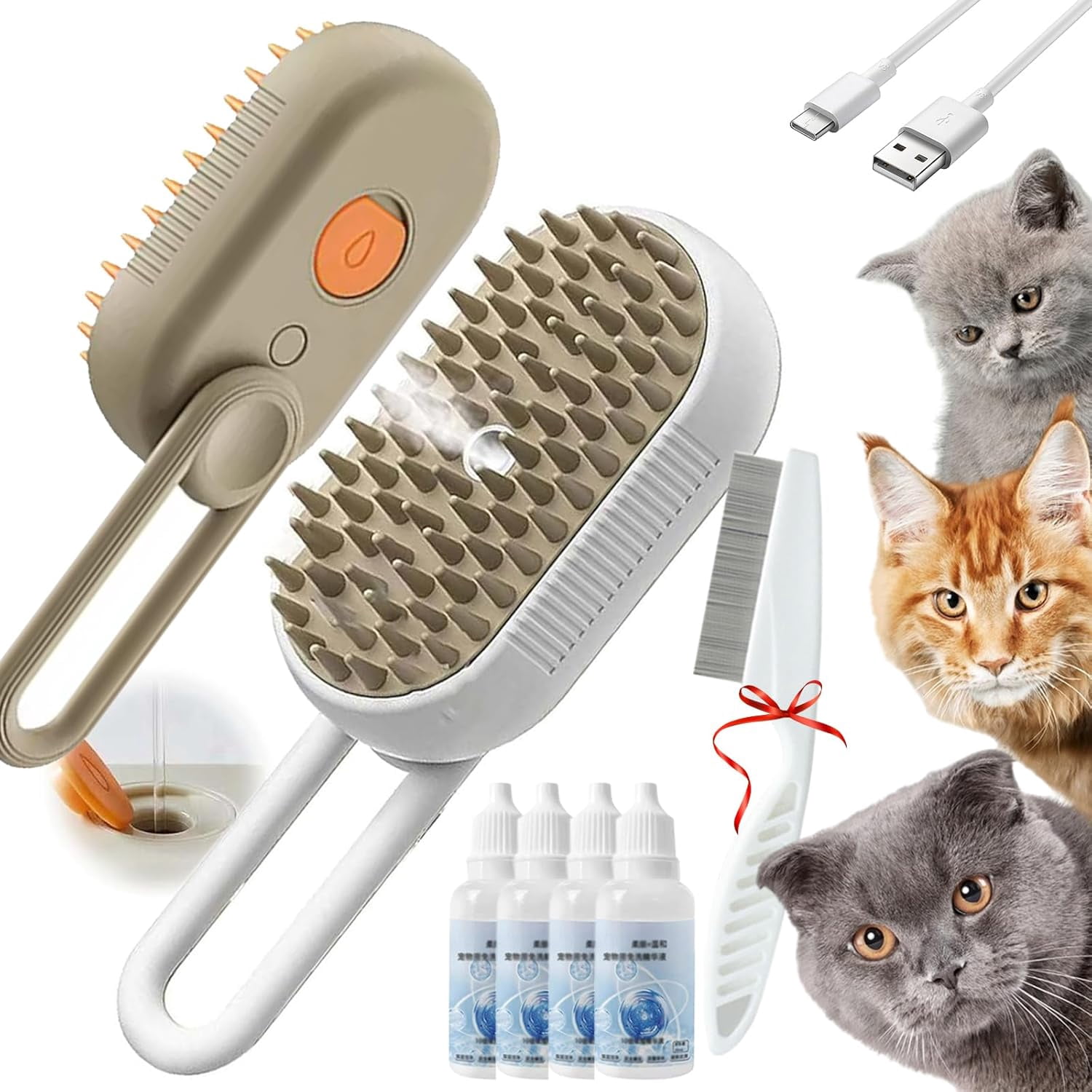 Puffease Spritz Defur Comb for Cats Dogs, Catzcomfort Cleaning Brush, 3 ...