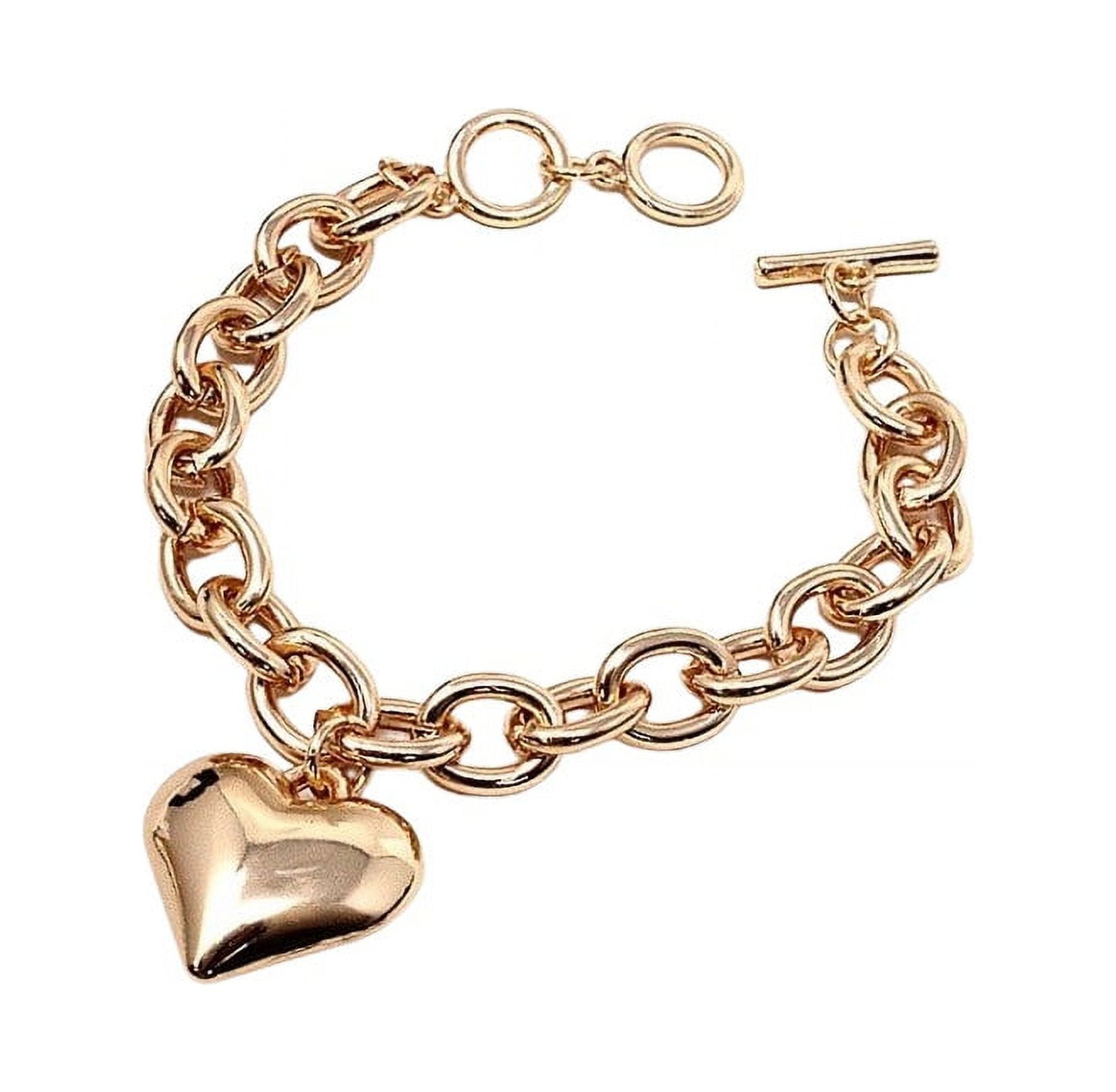 Puffed Heart Charm Toggle Bracelet - Walmart.com