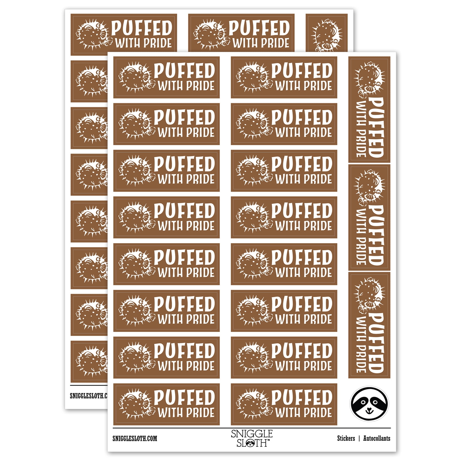 Puffed with Pride Pufferfish Teacher Student School Sticker Set - Brown ...