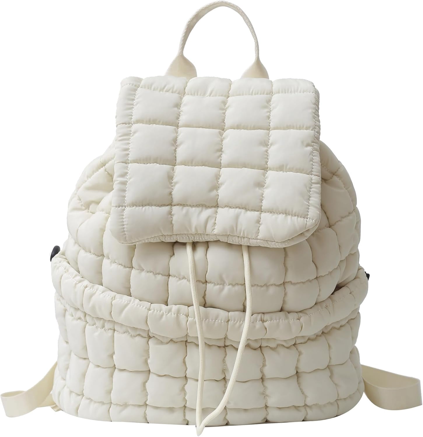 Puffer Backpack Quilted Backpack for Women Medium Puffy Drawstring Flap ...