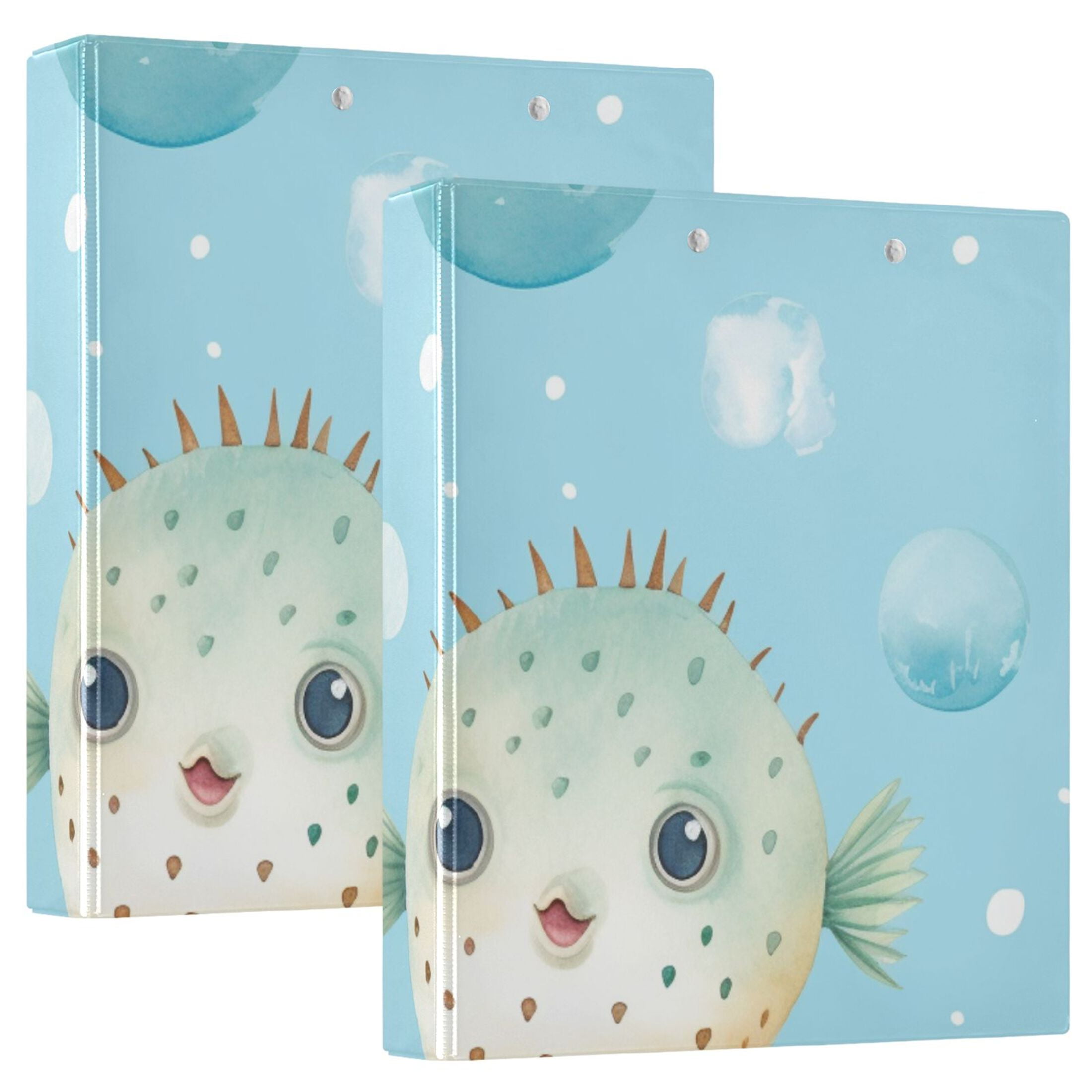 Puffer Fish Bubbles 3 Ring Binders 1.5 inch Hardcover File Folders with ...