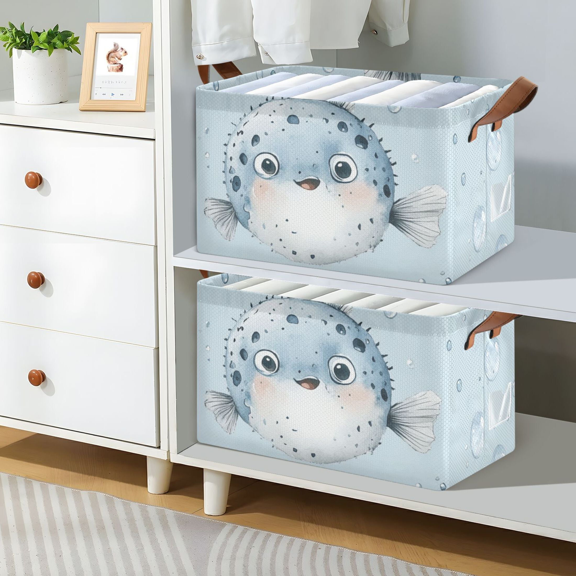 Puffer Fish Bubbles Foldable Storage Large Fabric Storage Baskets ...