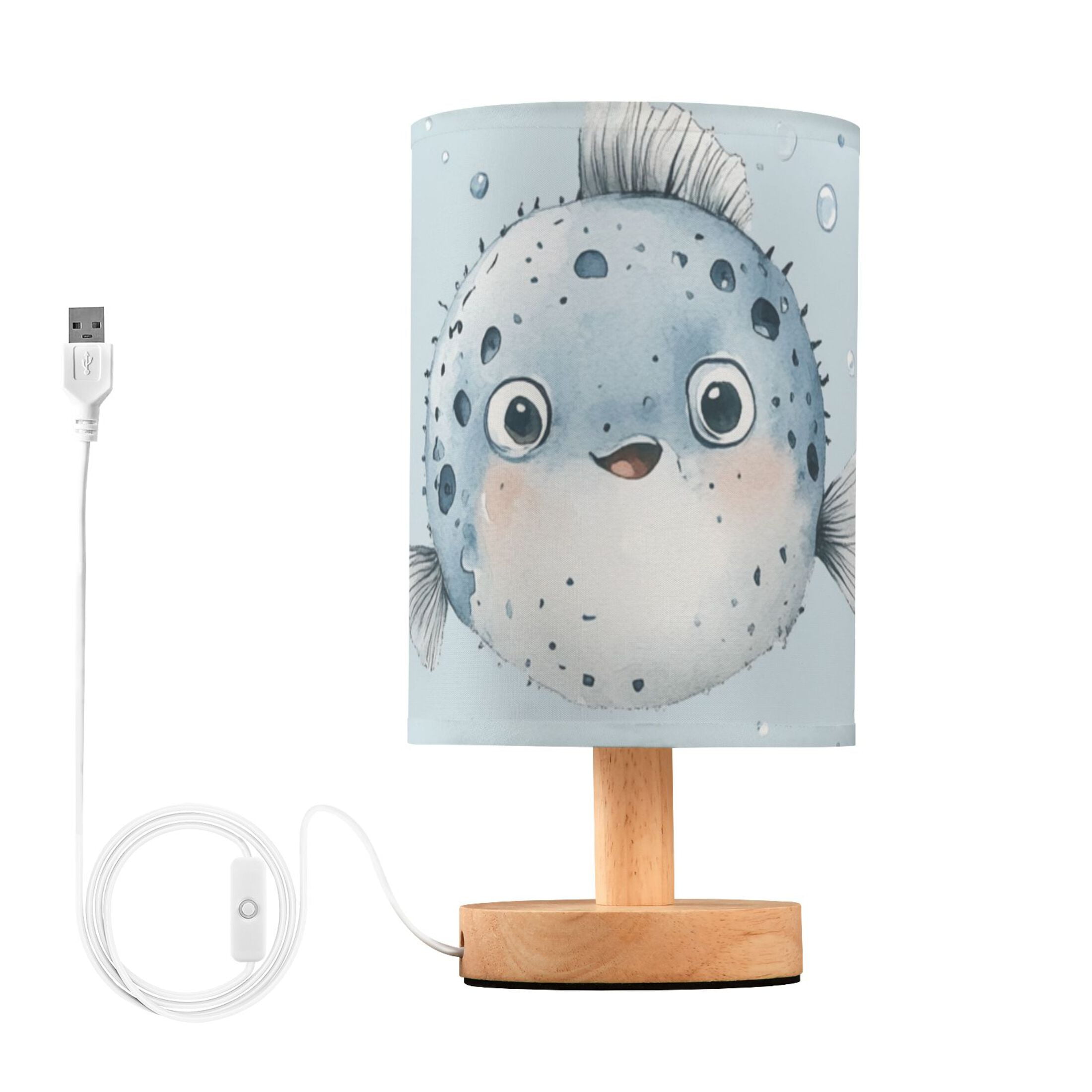 Puffer Fish Bubbles Table Lamp for Desk Nightstand Lamp with USB Modern ...
