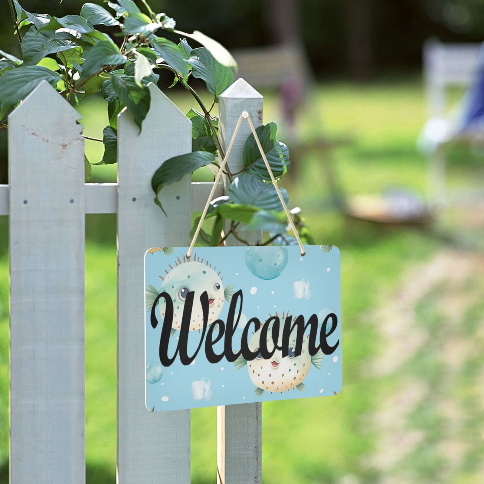 Puffer Fish Bubbles Welcome Sign for Front Door Porch Wreath Door Sign ...