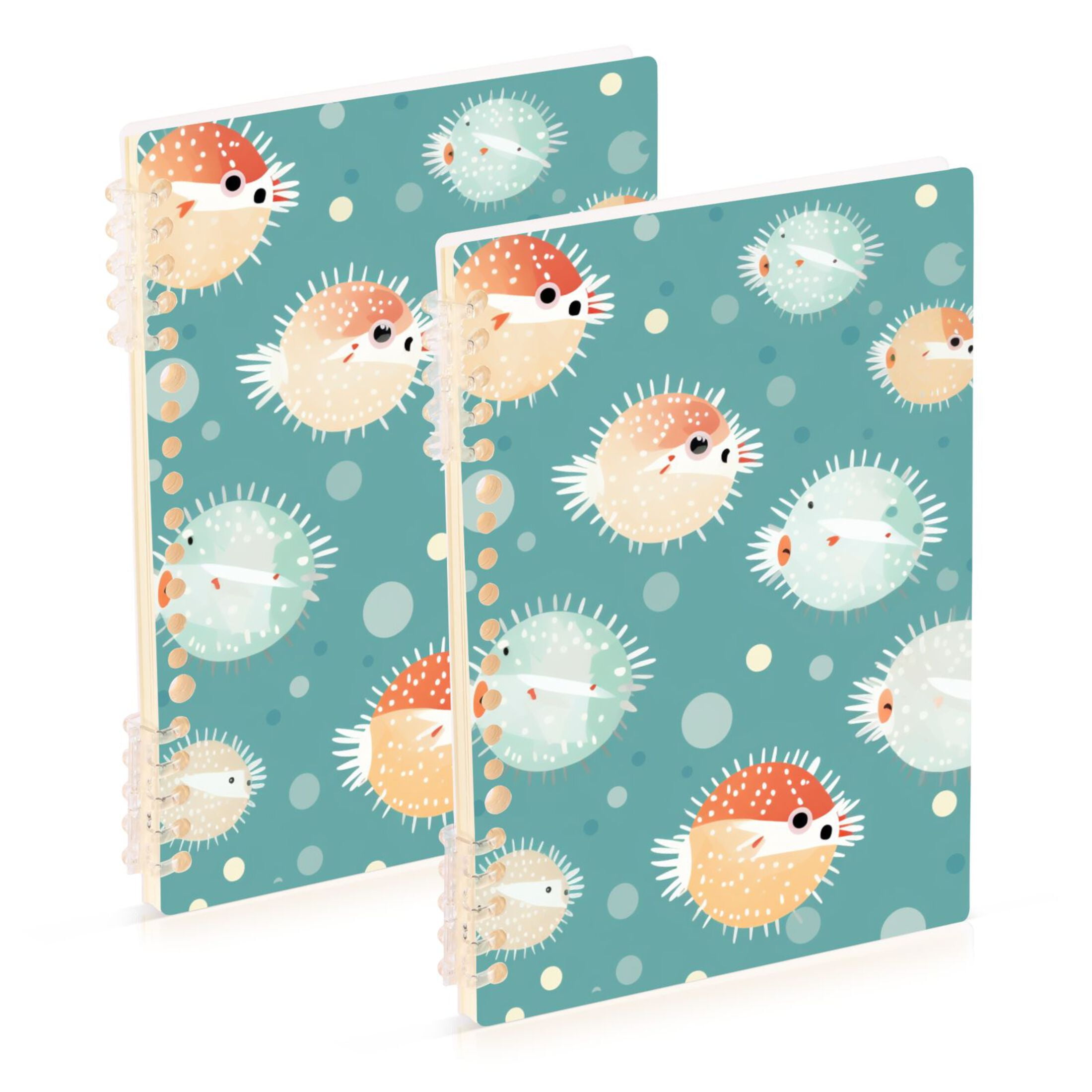 Puffer Fish Spots Green Ring Binder Notebook Journey Note Diary College ...