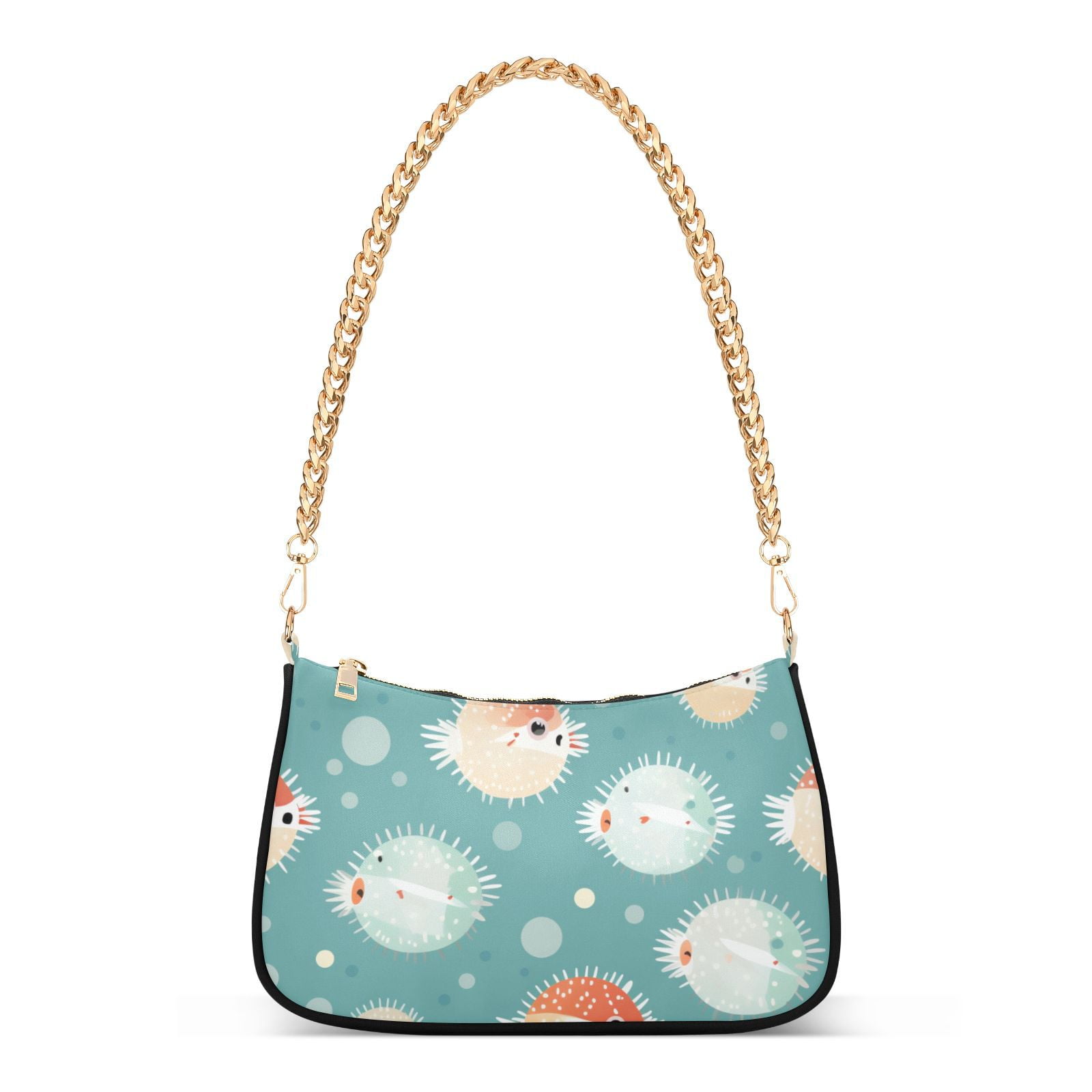 Puffer Fish Spots GreenWomen Small Shoulder Bag Crossbody Tote Hobo ...