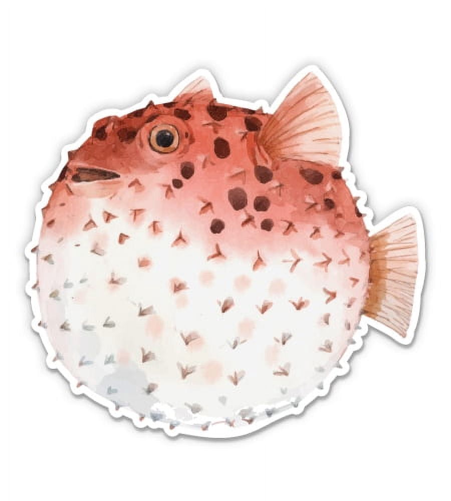 Puffer Fish Watercolor - 7" Vinyl Sticker - For Car Laptop I-Pad ...