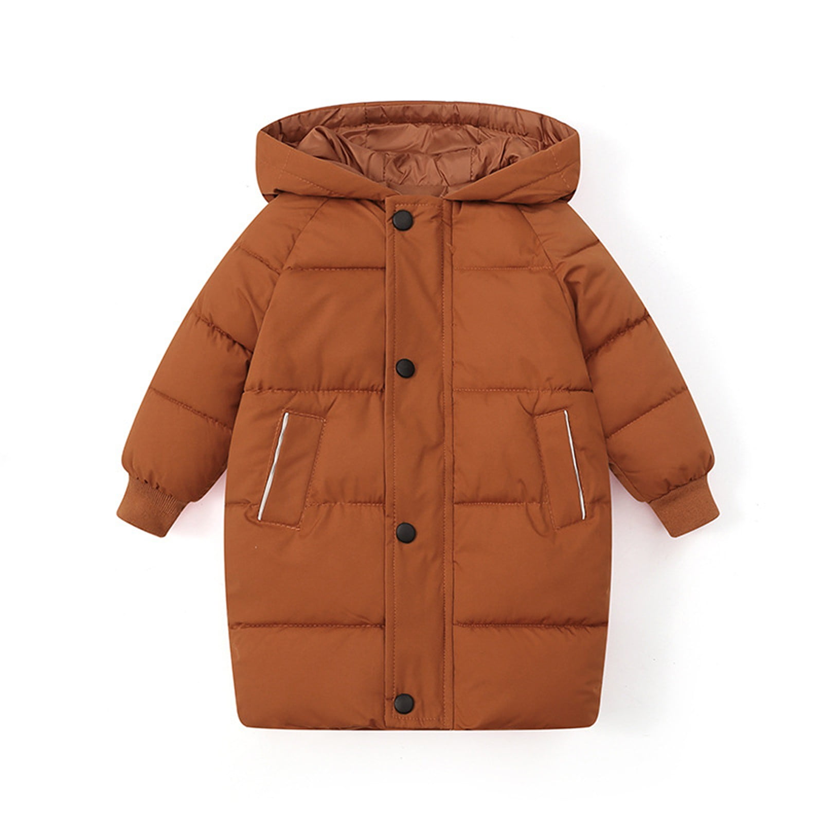 Puffer Jacket for Kids Hooded Zip Up Thermal-Lined Soild Color Print ...