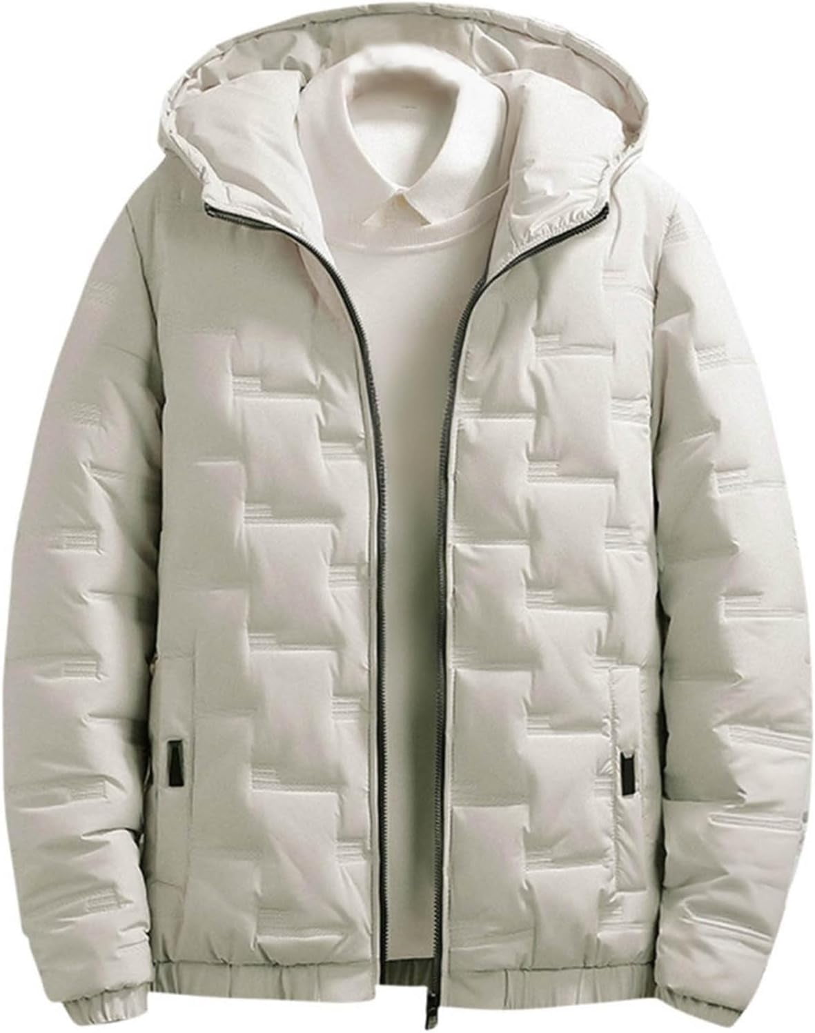 Puffer Jackets for Men Winter Hooded Coats Quilted Down Parkas Jackets ...