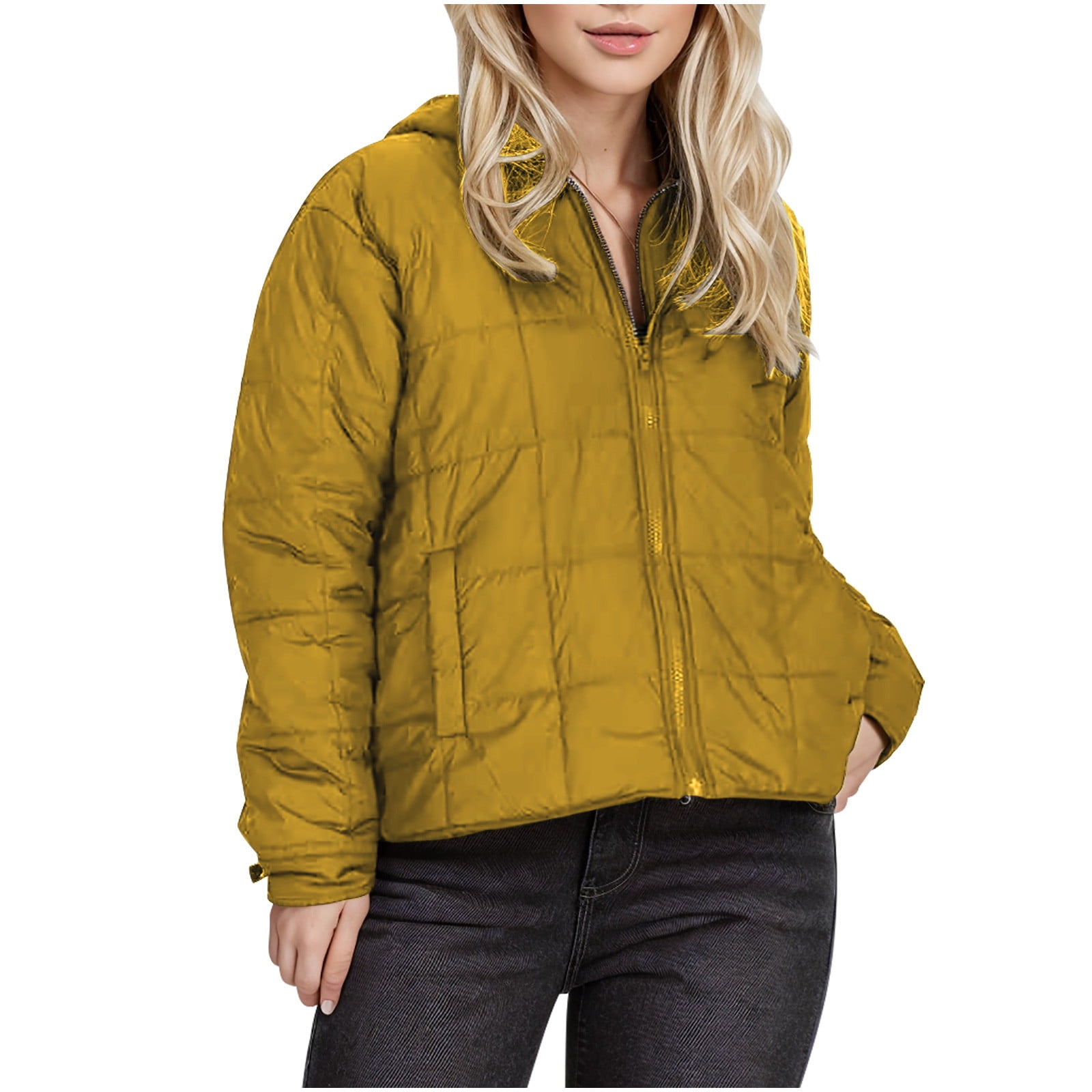 Puffer Jackets for Women Quilted Lightweight Coats Trendy Hooded Zip Up ...