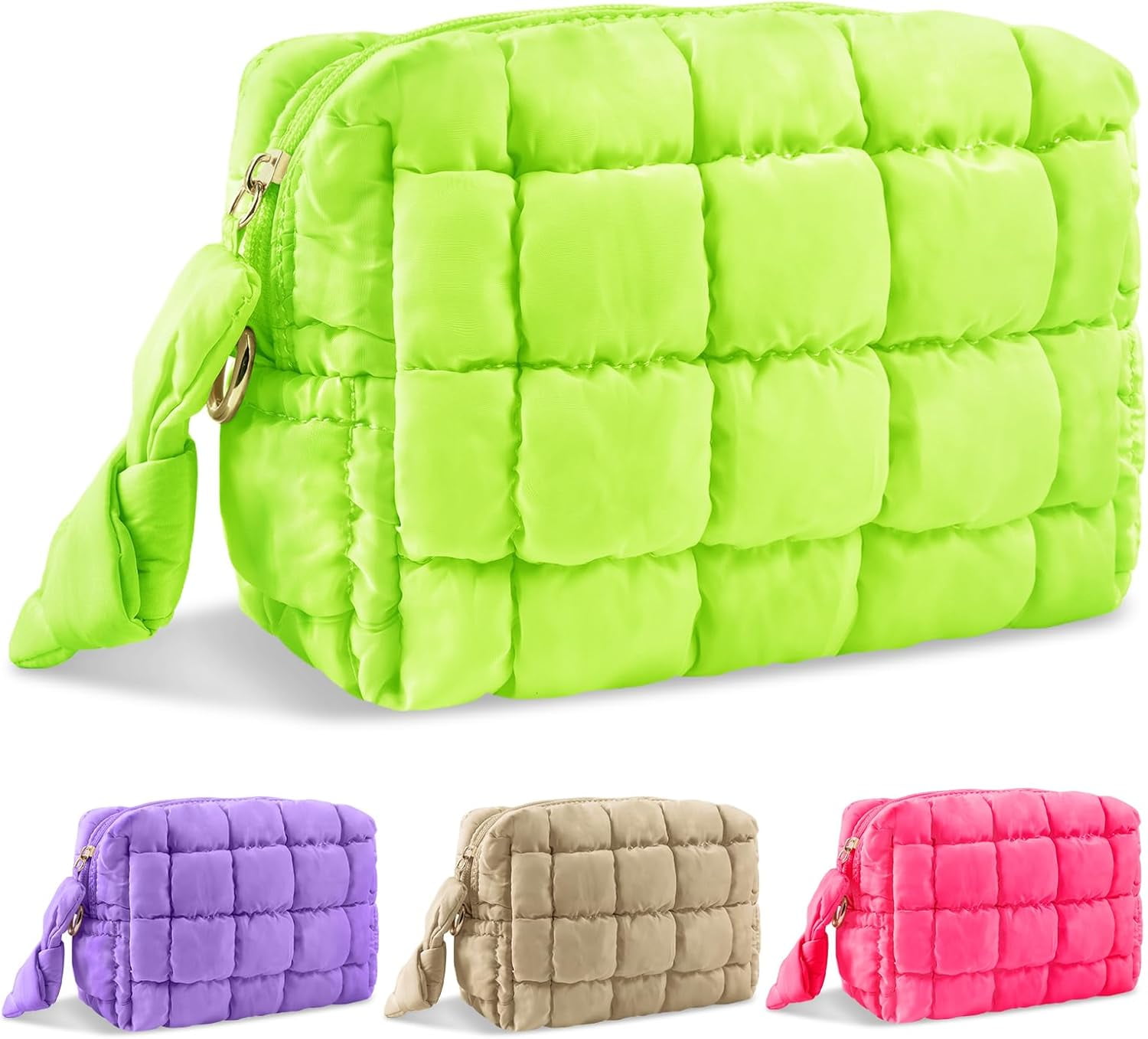 Puffer Quilted Makeup Bag Cosmetic Bags,Puffy Travel Toiletry Pouch for ...