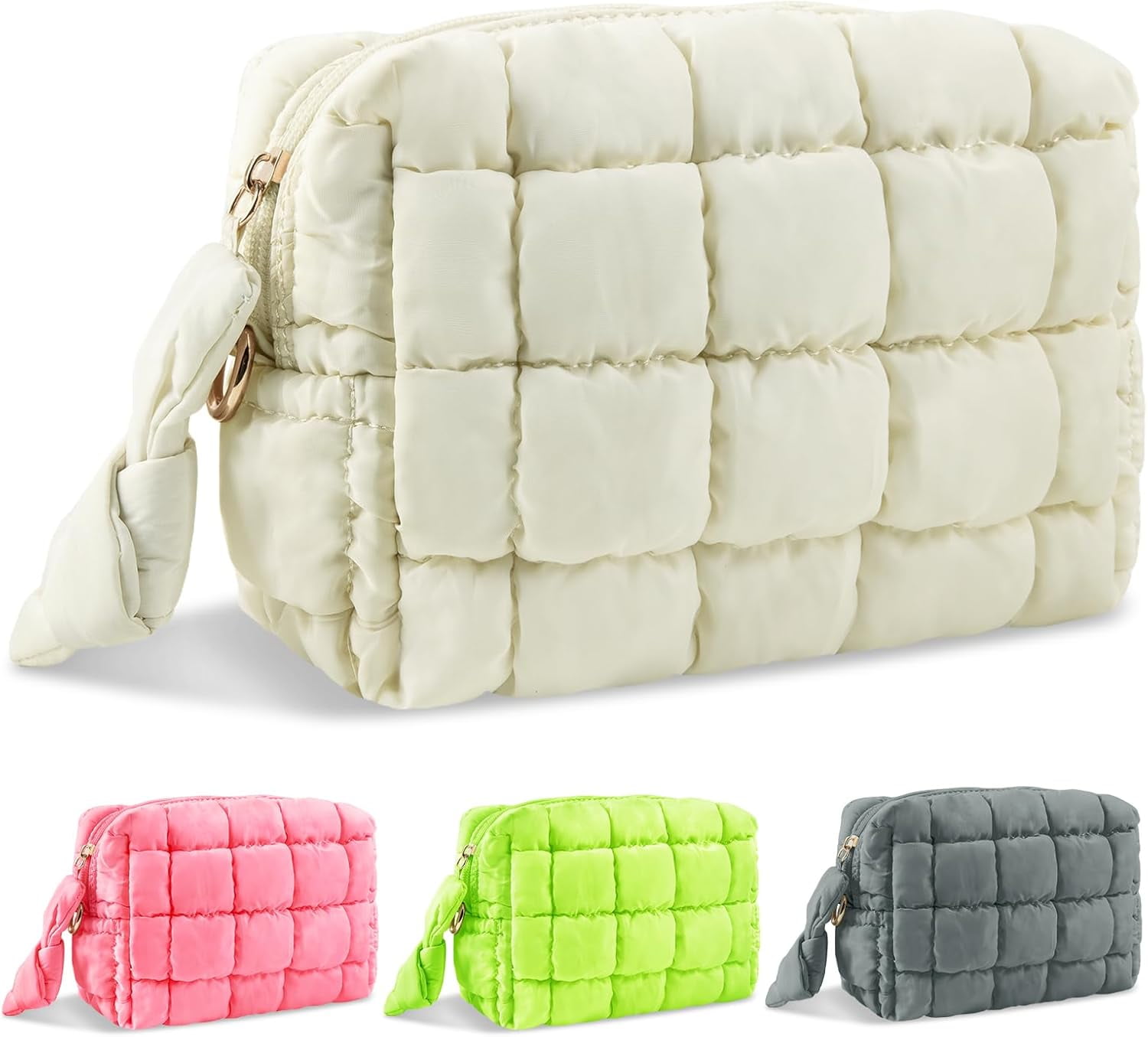 Puffer Quilted Makeup Bag Cosmetic Bags,Puffy Travel Toiletry Pouch for ...