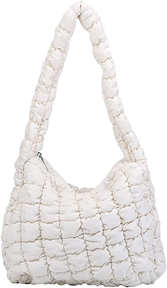 Puffer Shoulder Bag for Women Quilted Puffy Lightweight Nylon Handbag ...
