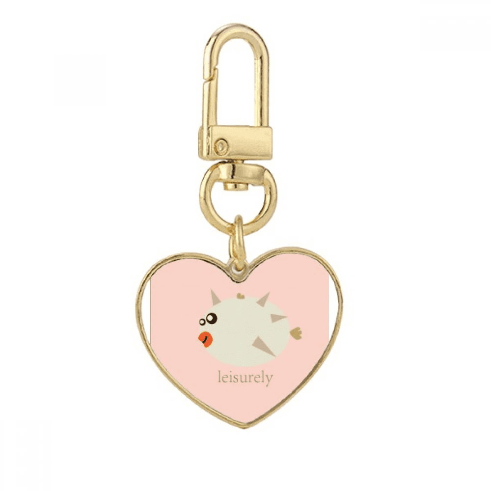 Puffer Thorn Water Art Deco Fashion Gold Heart Keychain Metal Keyring ...