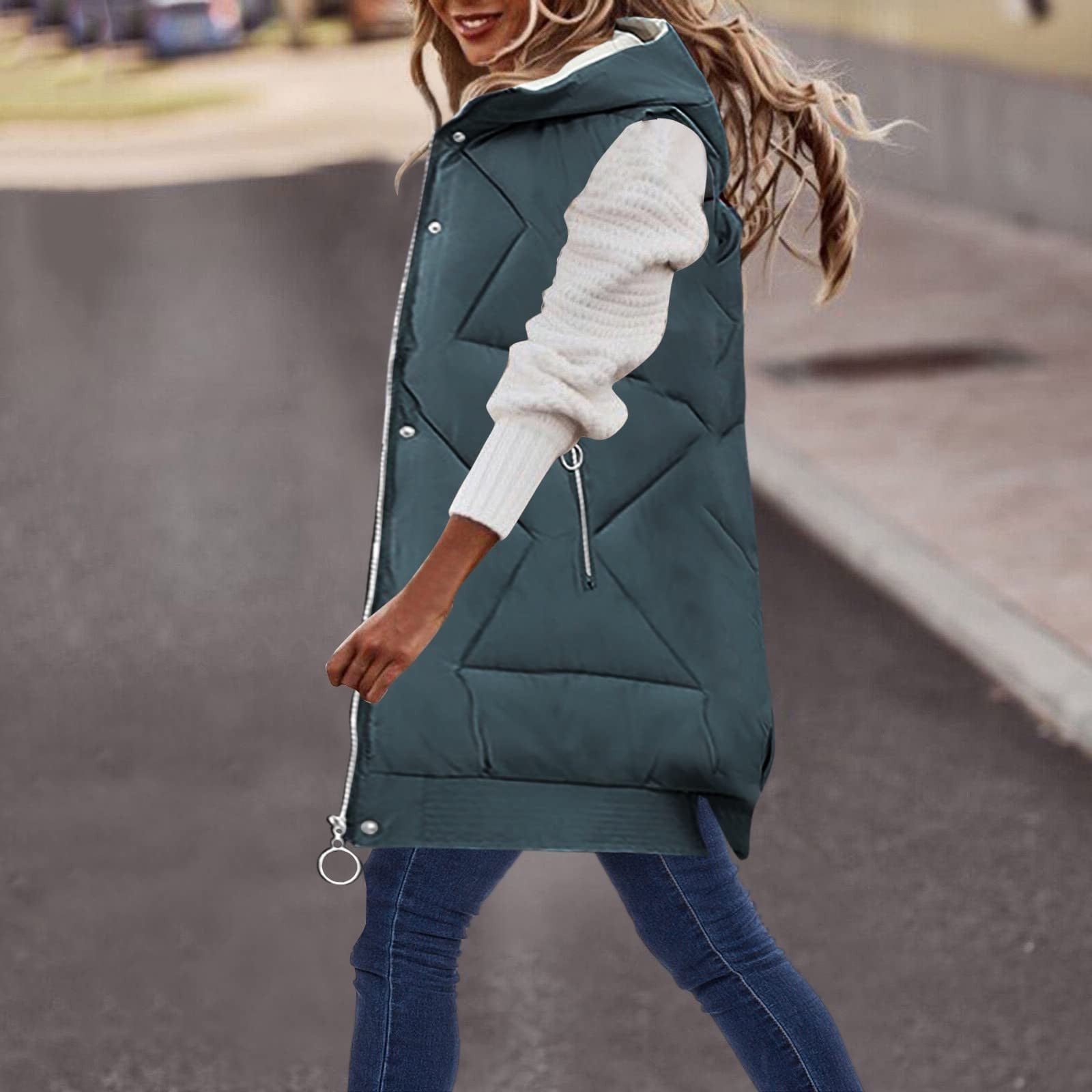 Puffer Vest for Women Outerwear,Womens Long Puffer Vest Women's Down ...