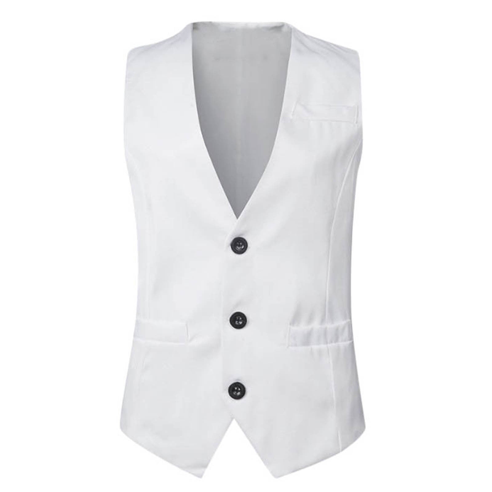 Puffer vest Me's V Neck Suit Casual Single Coat Slim Fit Vest Wedding ...