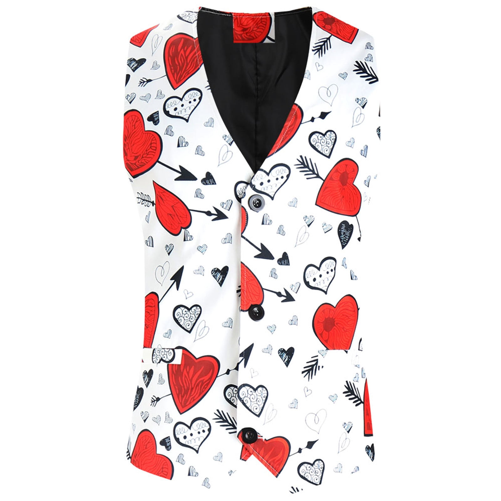 Puffer vest Mens Valentine Day Love Printing Dinner Date Suit Vest Vest ...