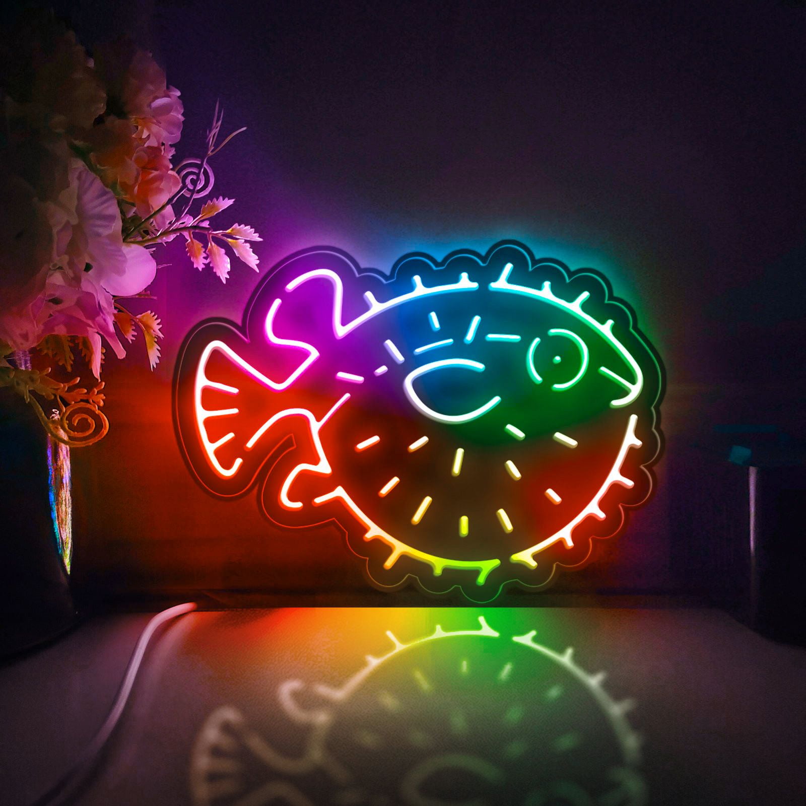 Pufferfish Led Light Box, Dimmable Neon-Like Light Signs USB Power for ...