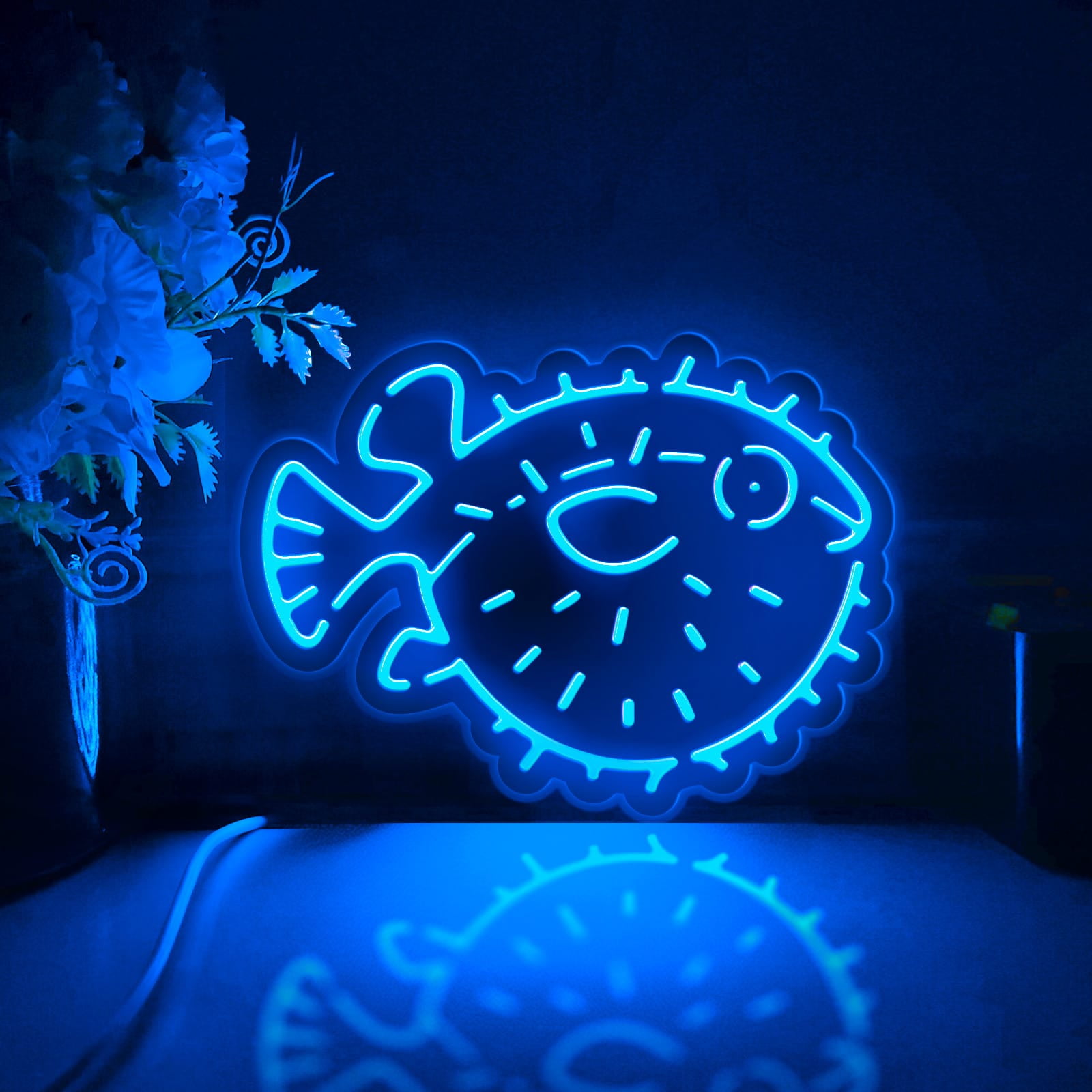 Pufferfish Led Light Box, Dimmable Neon-Like Light Signs USB Power for ...