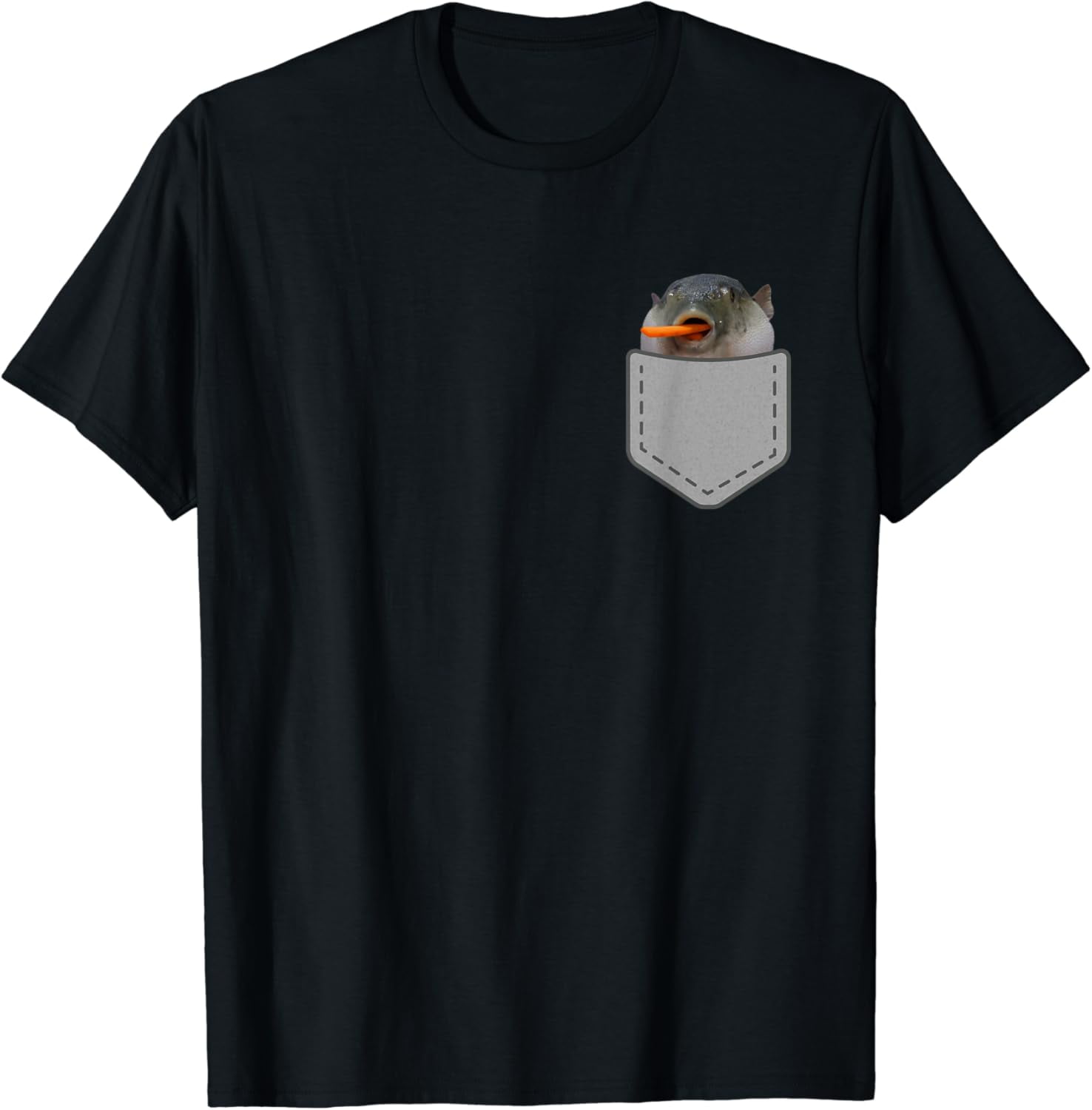 Pufferfish Meme In Pocket Eating a Carrot Funny Fish T-Shirt - Walmart.com
