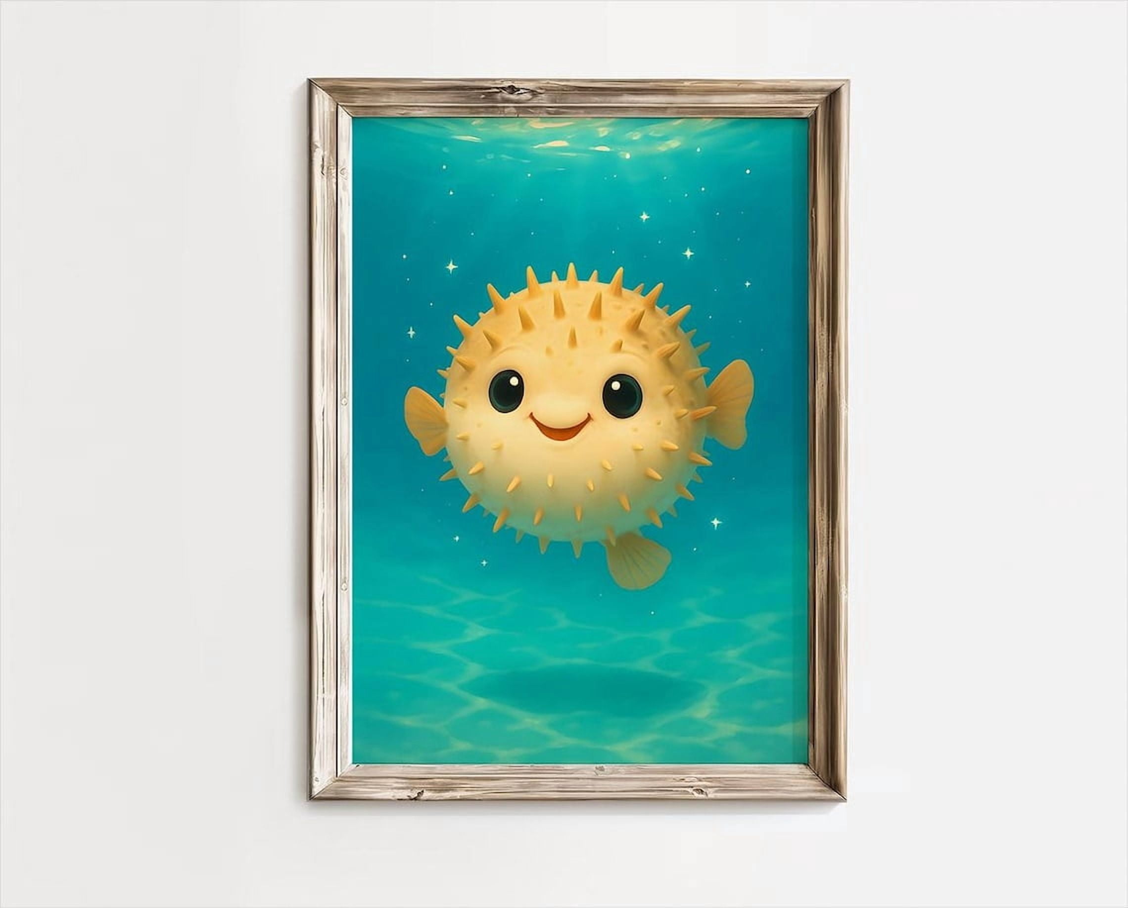 Pufferfish Poster, Puffer Fish Poster, Cute Sea Creatures Poster, Cute ...