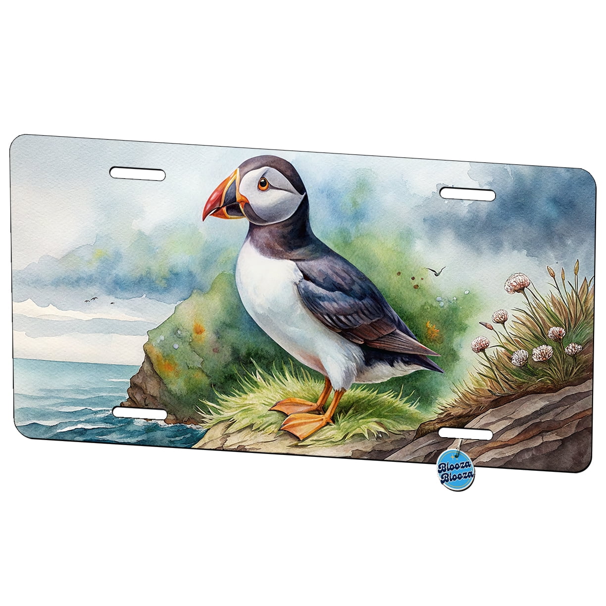 Puffin Bird Watercolor Metal Novelty License Plate - Walmart.com