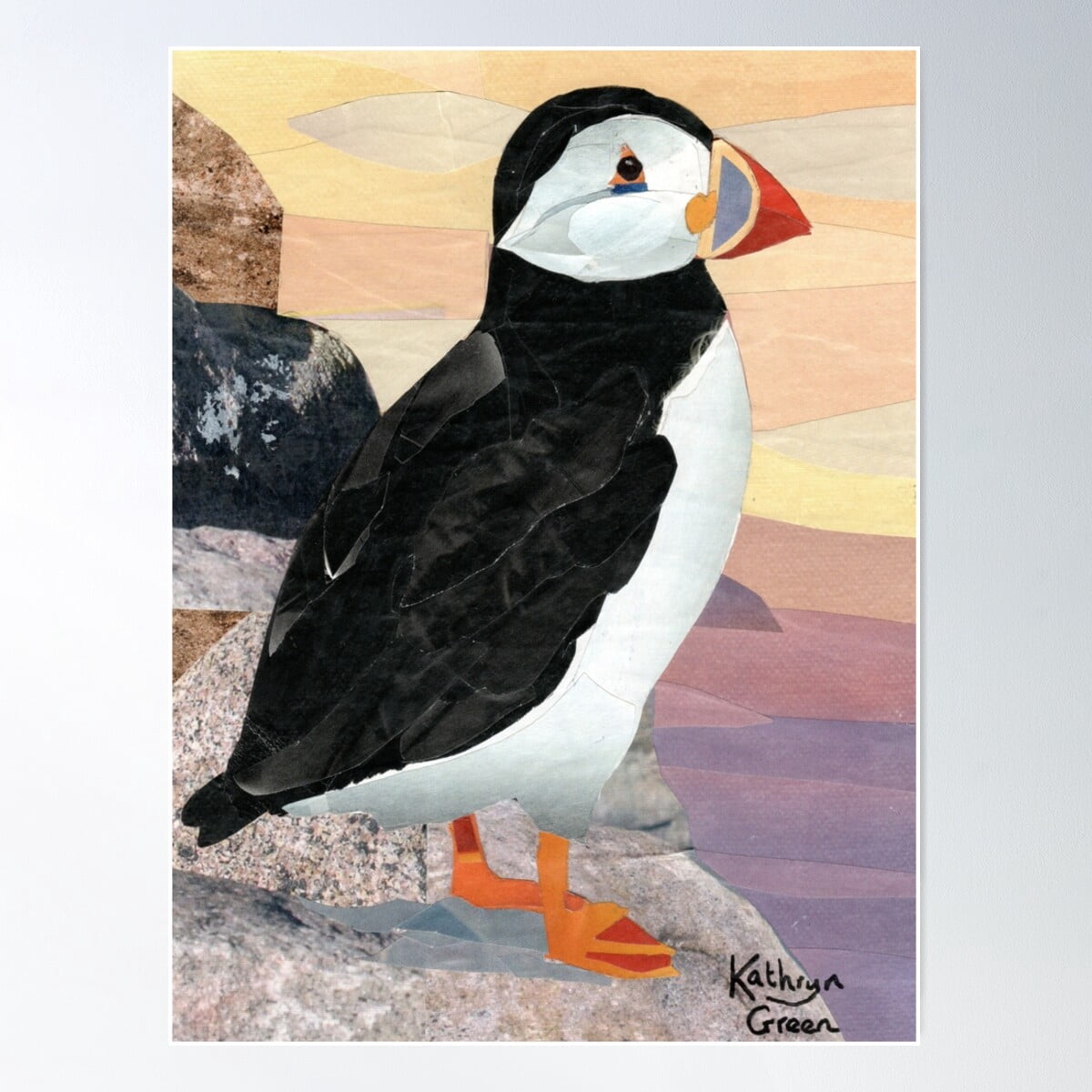 Puffin Collage Artwork Poster Wall Art, Modern Wall Decor For Living ...
