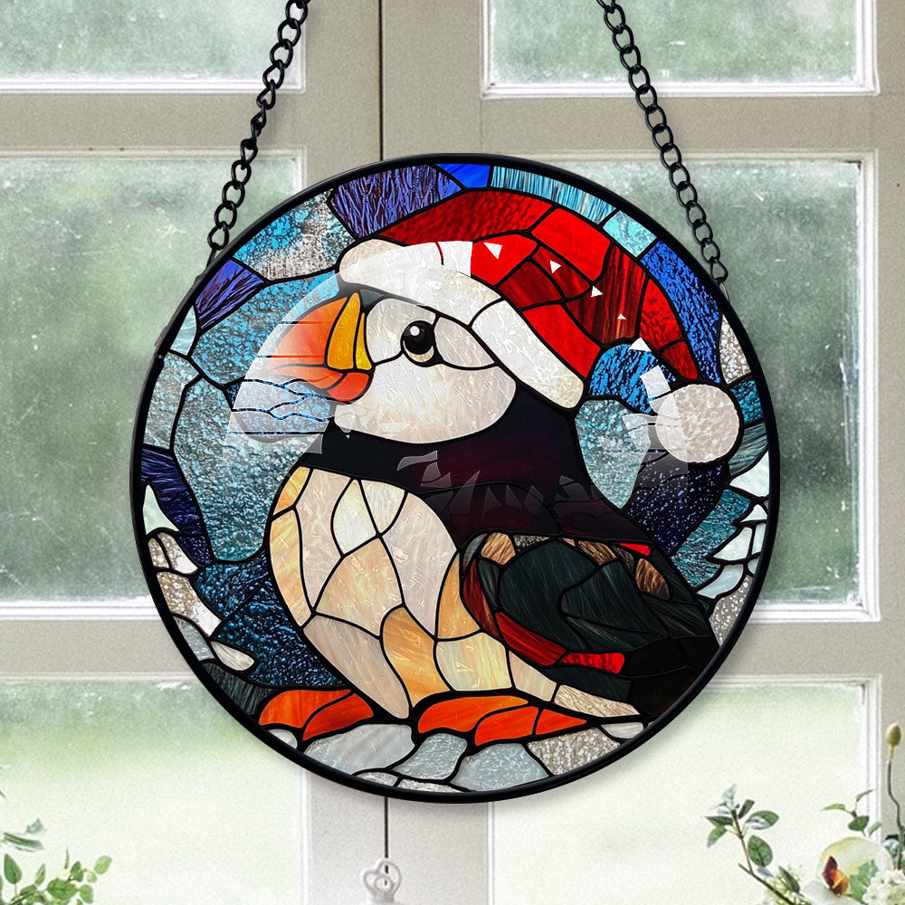 Puffin Ornament Christmas 2025, Puffin Stained Glass Hanging Panel ...