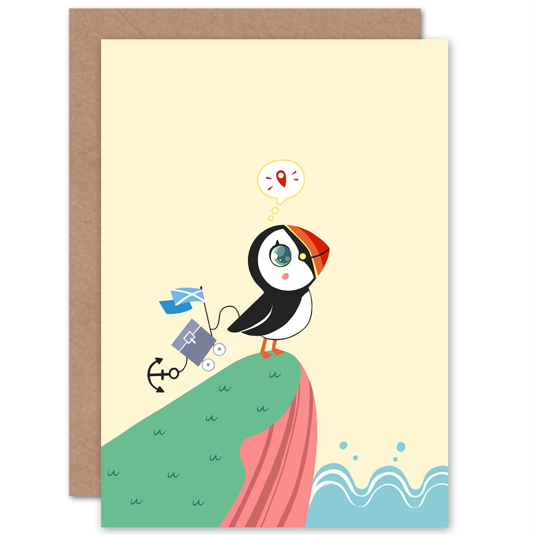 Puffin Travel Voyage Greetings Card Plus Envelope Blank inside ...