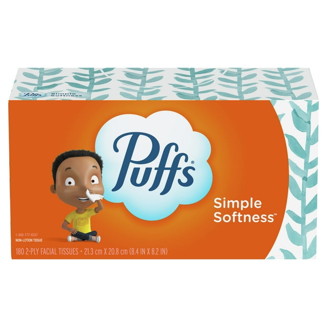 Puffs 2-Ply Facial Tissue, Basic 180 Sheets per Box - Walmart.com