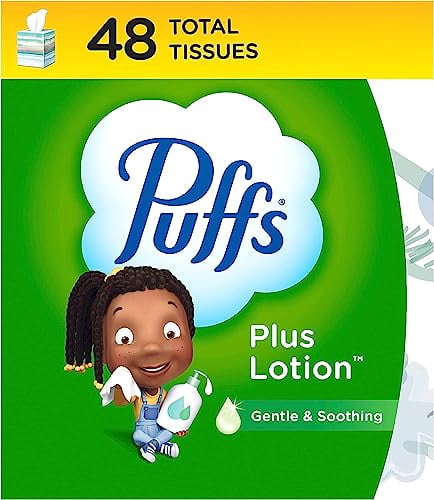 Puffs Plus Lotion Facial Tissue, 1 Cube Box, 48 Tissues Per Box ...