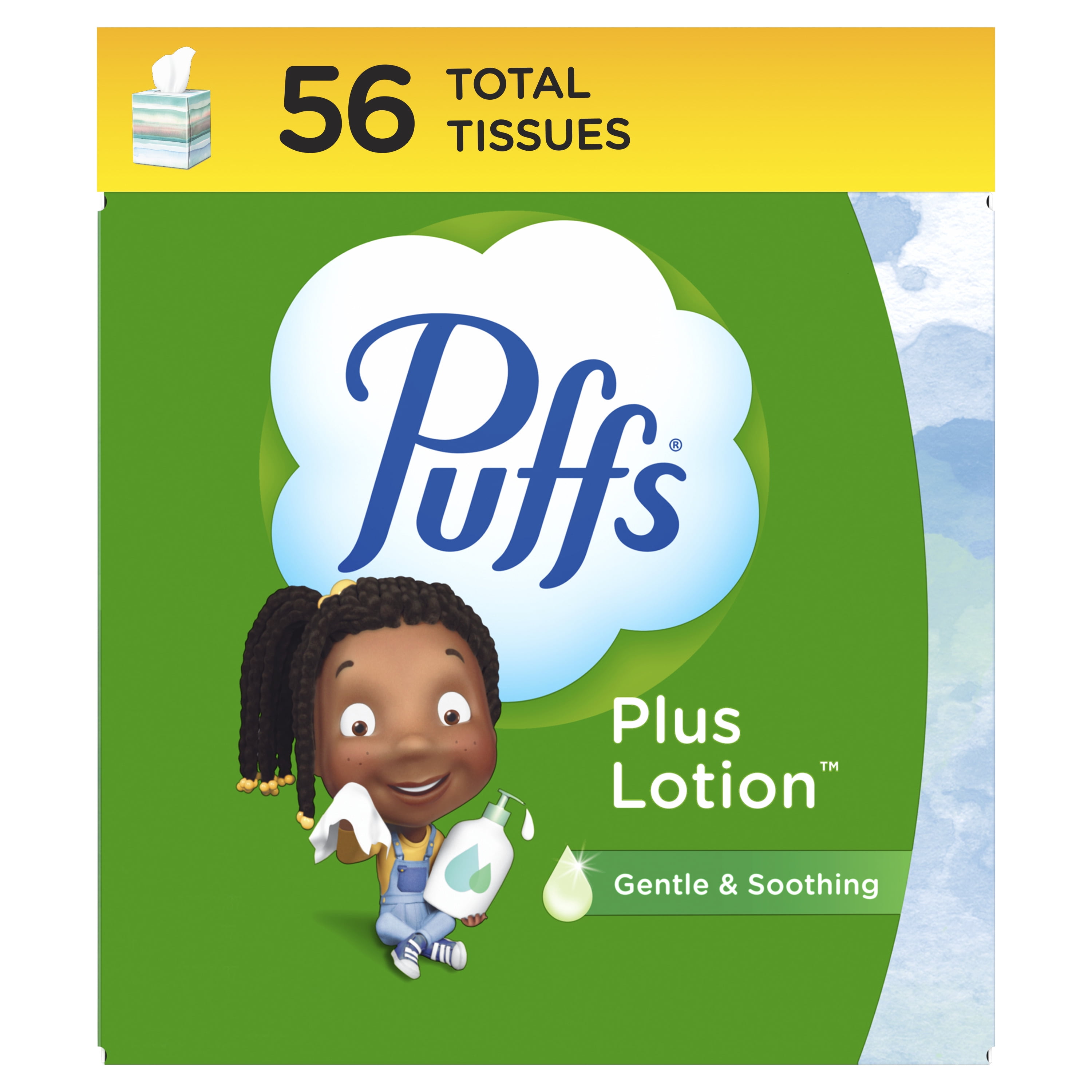 Puffs Plus Lotion Facial Tissue, 18 Cubes, 56 Tissues Per Box - Walmart.com