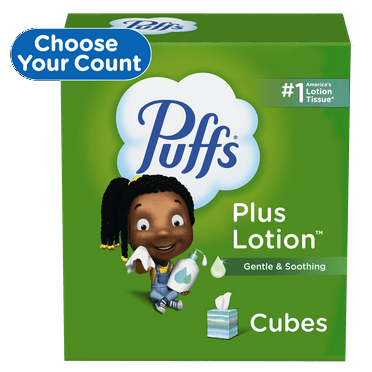 Puffs Ultra Soft Non-Lotion Facial Tissue, 1 Mega Cube Box, Purple, 72 ...