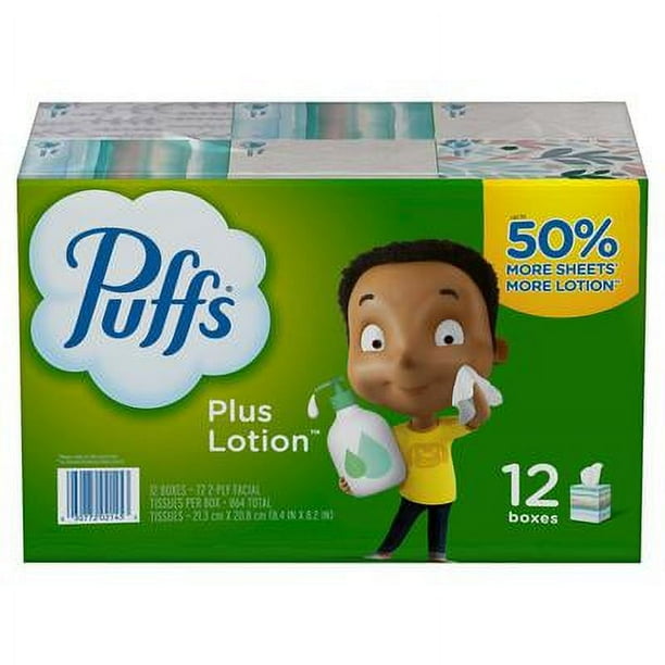 Puffs Plus Lotion Facial Tissues (72 tissues/cube, 12 mega cubes ...