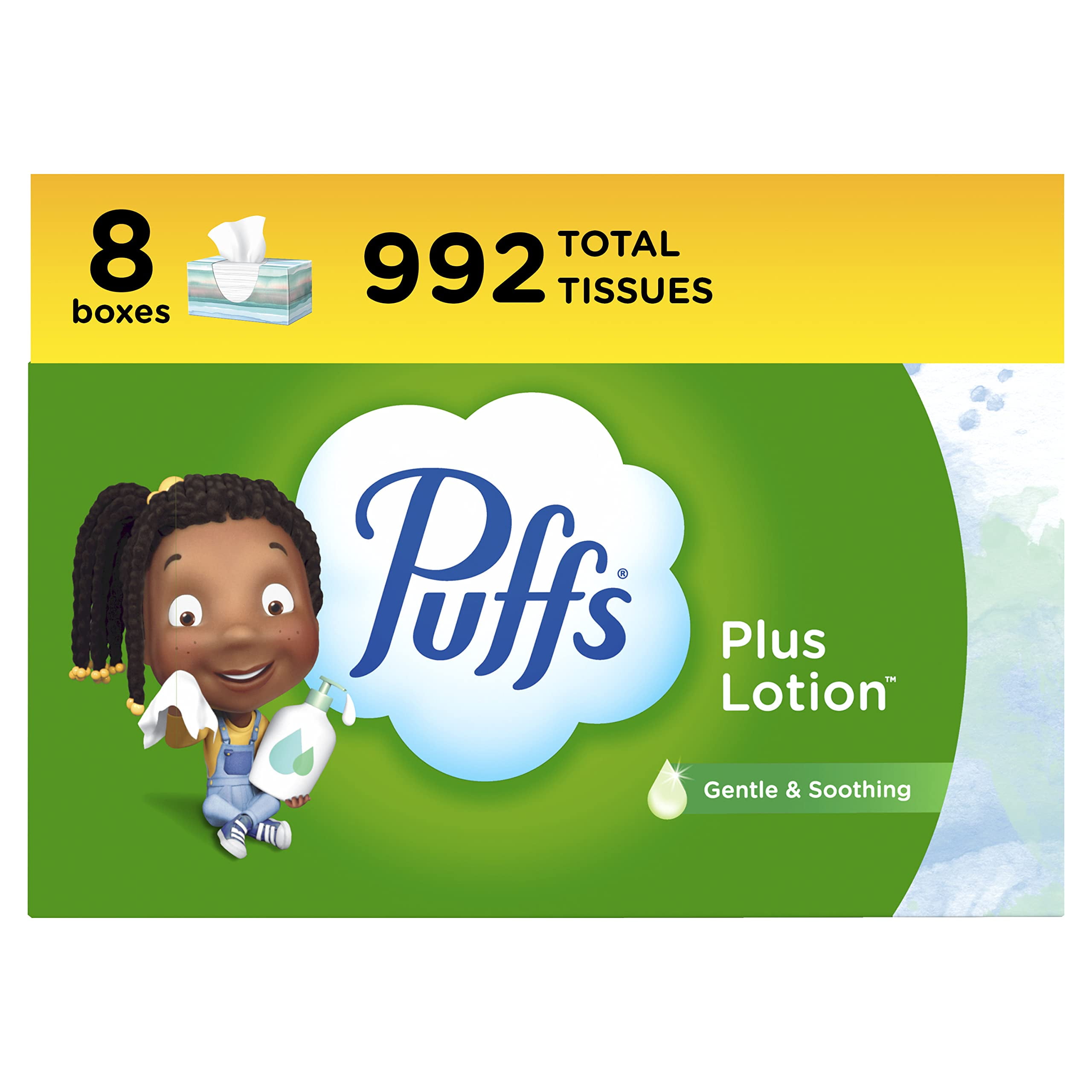 Puffs Plus Lotion Facial Tissues, 8 AIS1 Family Boxes, 124 Facial ...