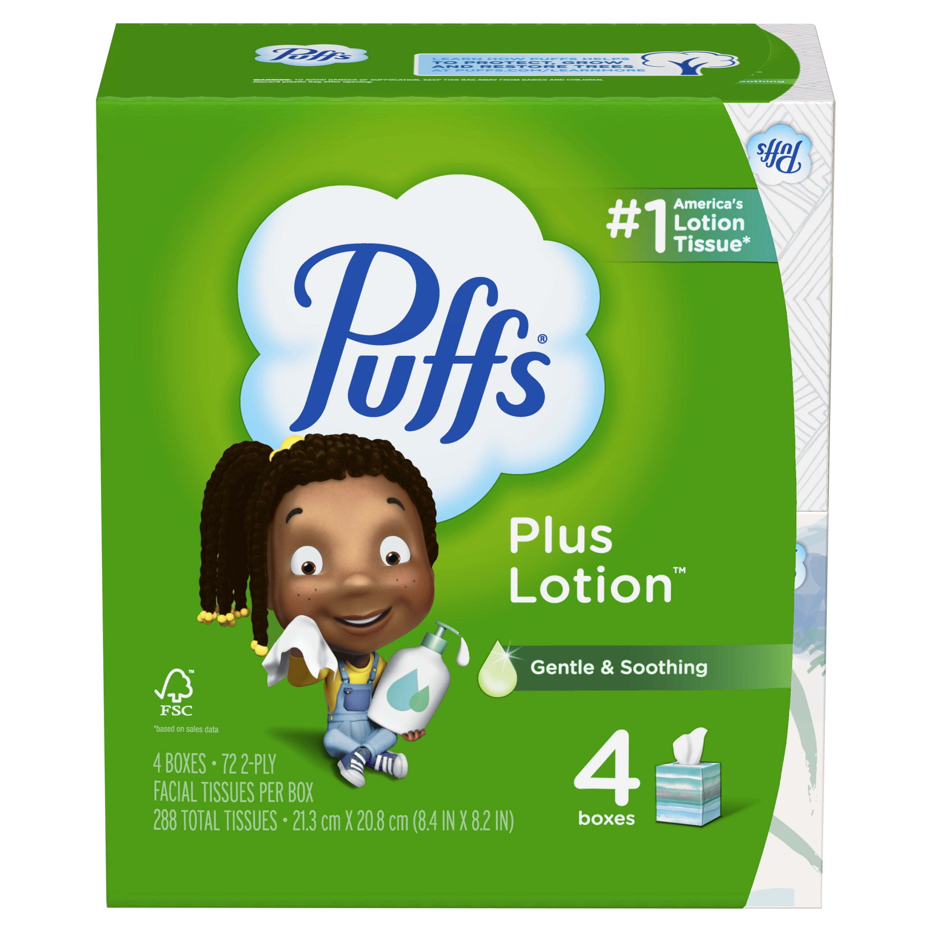 Puffs Plus Lotion Tissues 4 Mega Cubes - Walmart.com