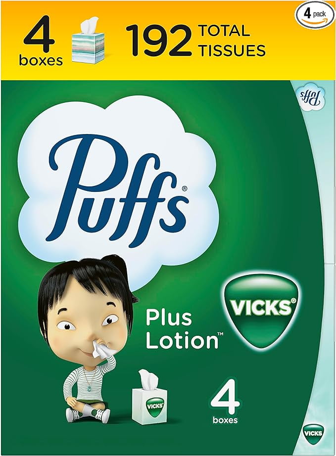 Nose Scented Puffs Plus Lotion with Vicks Facial Tissues, 4 Cubes, 48 ...