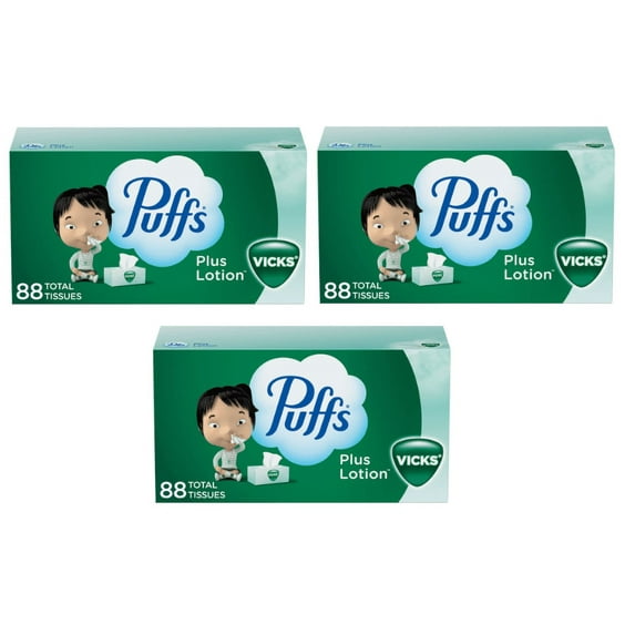 Puffs Facial Tissues with Lotion and Vicks Scent, Family Box 88 Tissues ...