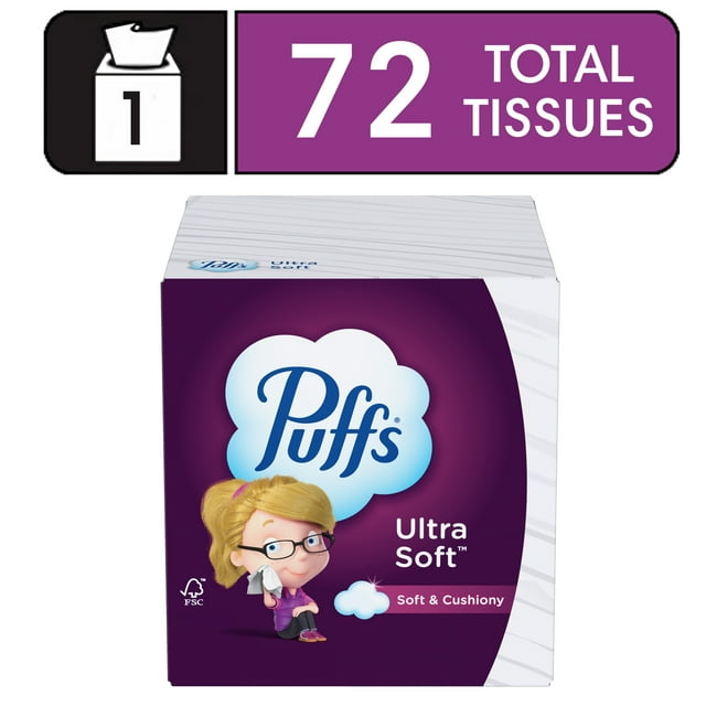 Puffs Ultra Soft, Mega Cube Box Non-Lotion Facial Tissue, Purple Pack ...