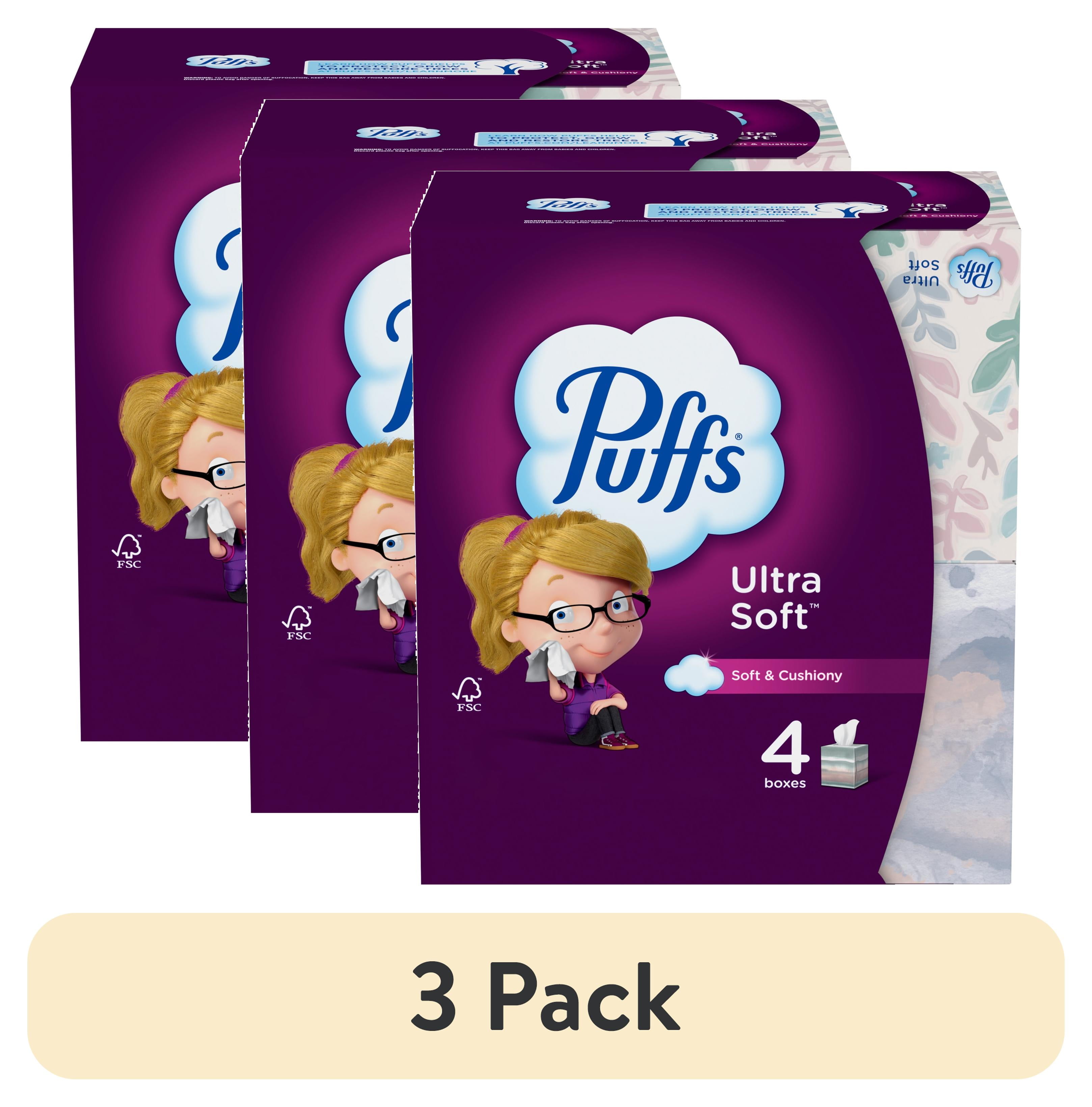 (3 pack) Puffs Ultra Soft Non-Lotion Facial Tissues, 4 Mega Cube Boxes ...