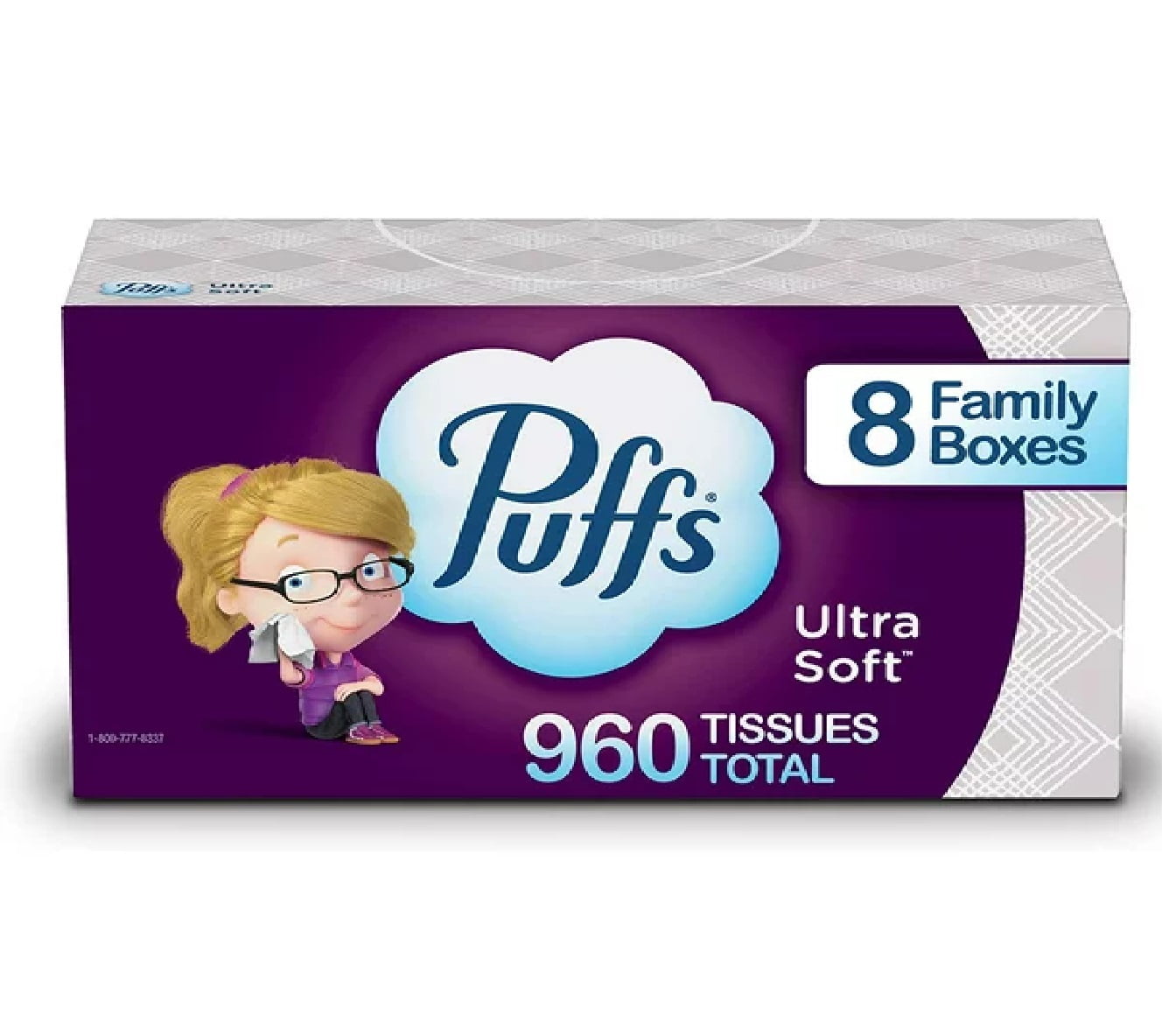Puffs Ultra Soft Facial Tissues, 8 Family Pack, 120 Per Box (960 Total ...