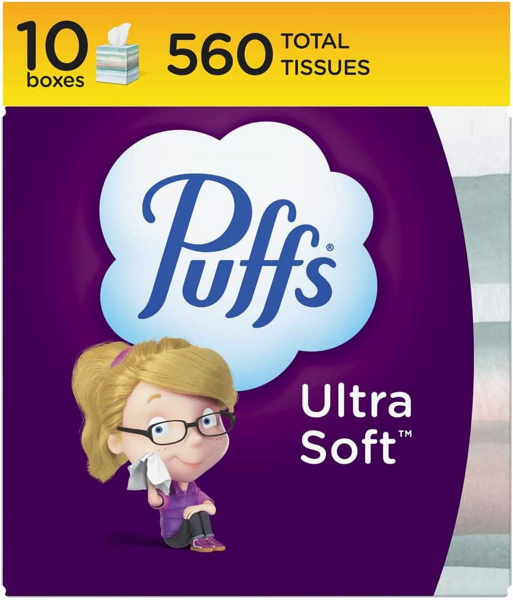 Puffs Ultra Soft Non-Lotion Facial Tissues, 10 Cubes, 56 Tissues per ...