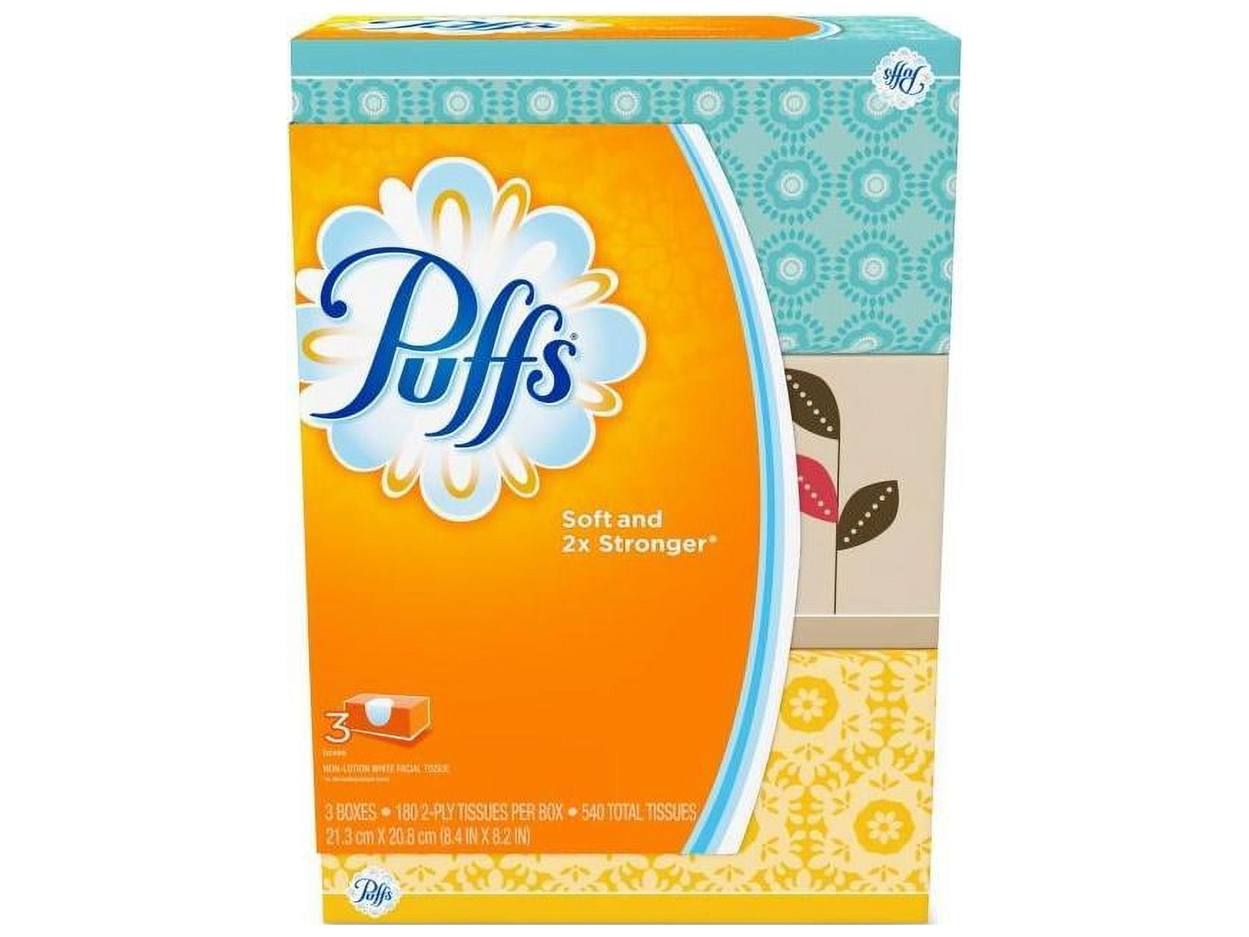 Puffs White Facial Tissue, 2-Ply, White, 180 Sheets/Box, 3 Boxes/Pack ...