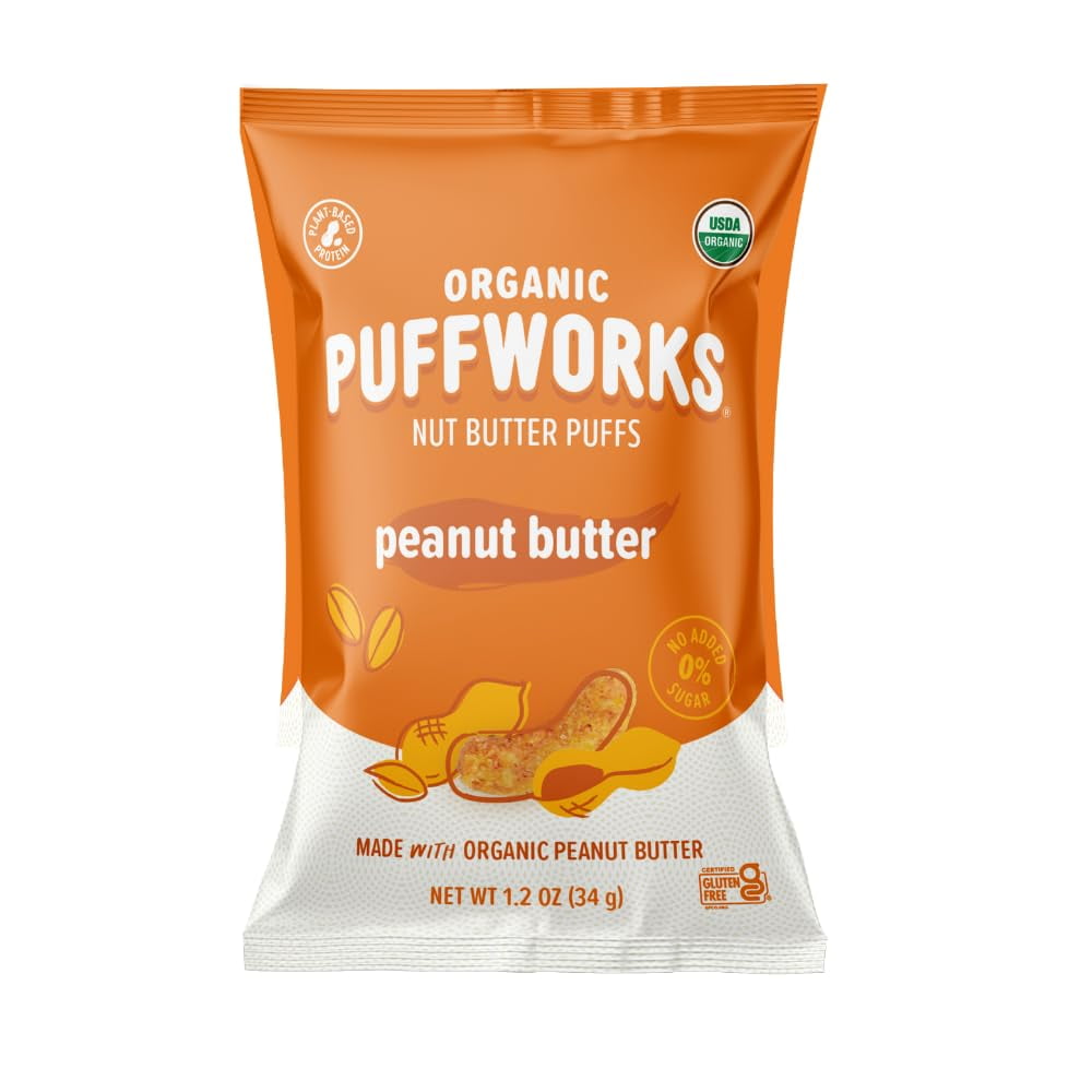 Puffworks Original Organic Peanut MFF30 Butter Puffs, Plant-Based ...