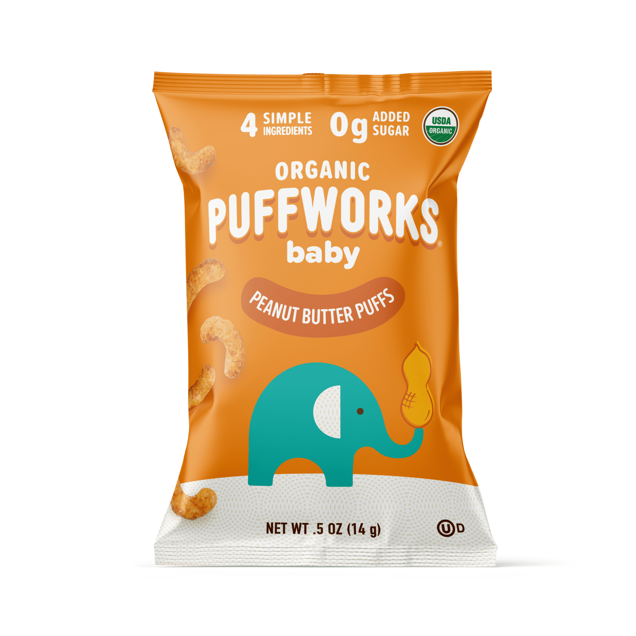 Puffworks baby Organic Peanut Butter Puffs .5 oz, pack of 12 - Walmart.com